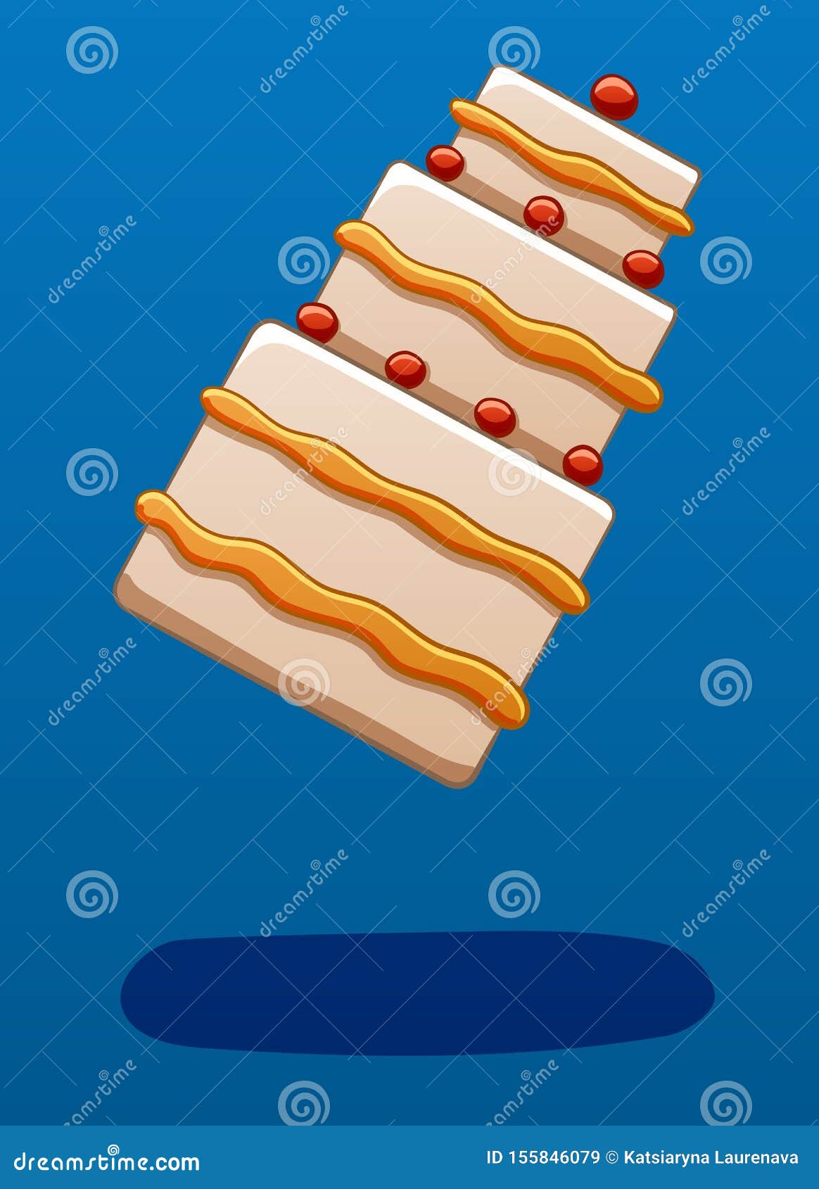 Levitating Cake on a Blue Background Stock Vector - Illustration of ...