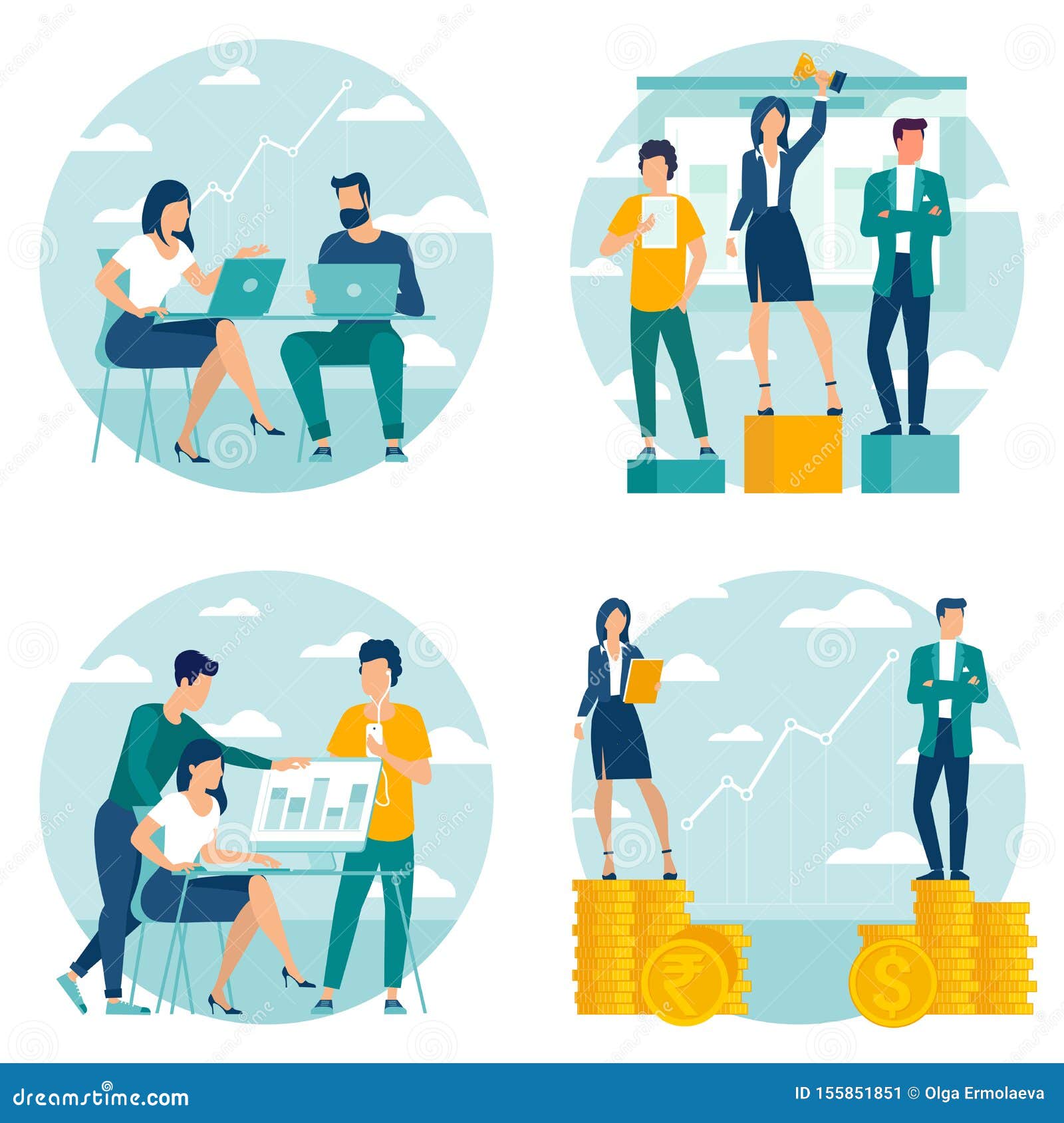 Flat Design Business Concept Set. Stock Vector - Illustration of ...