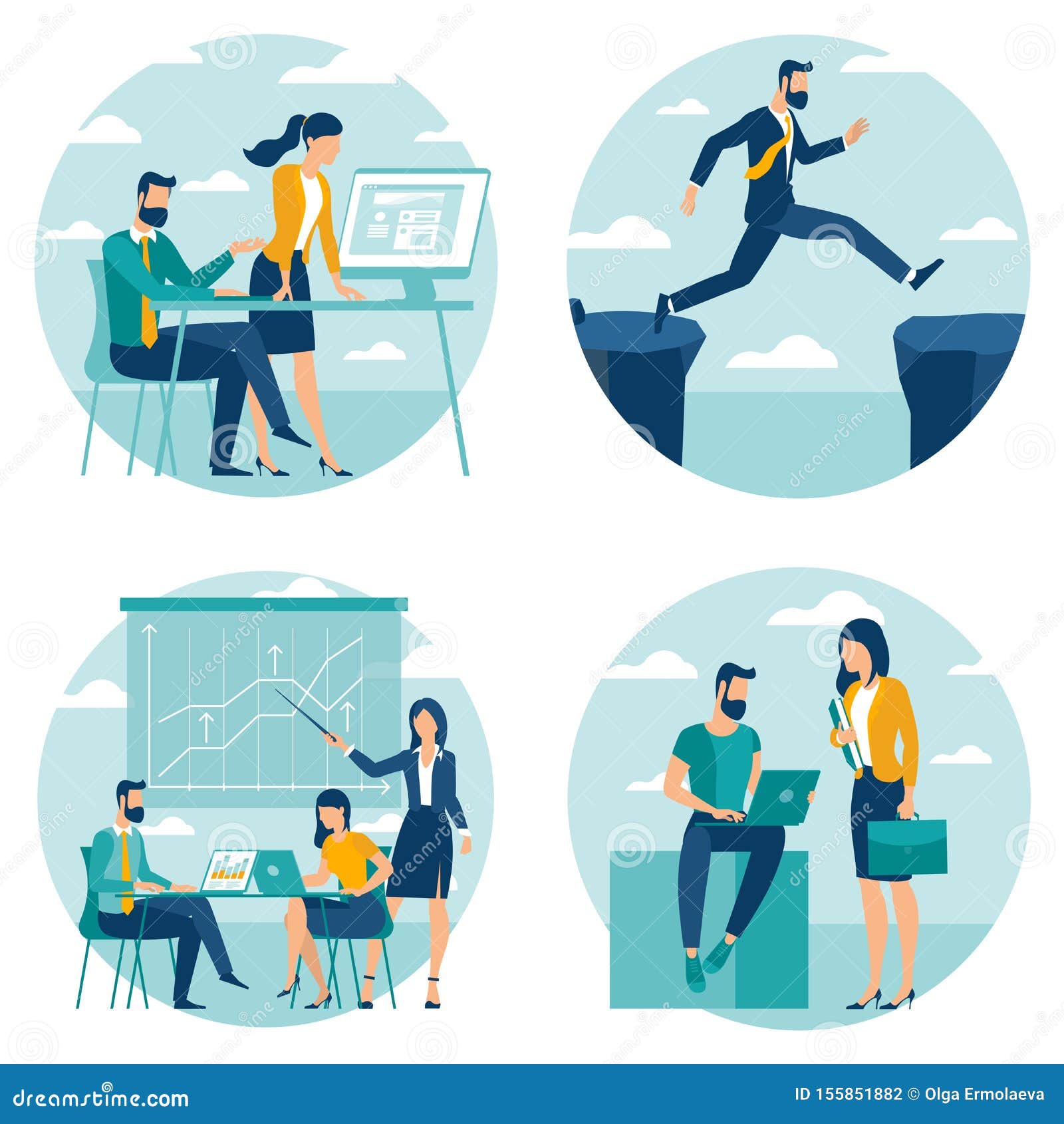 Flat Design Business Concept Set Stock Vector - Illustration of landing ...