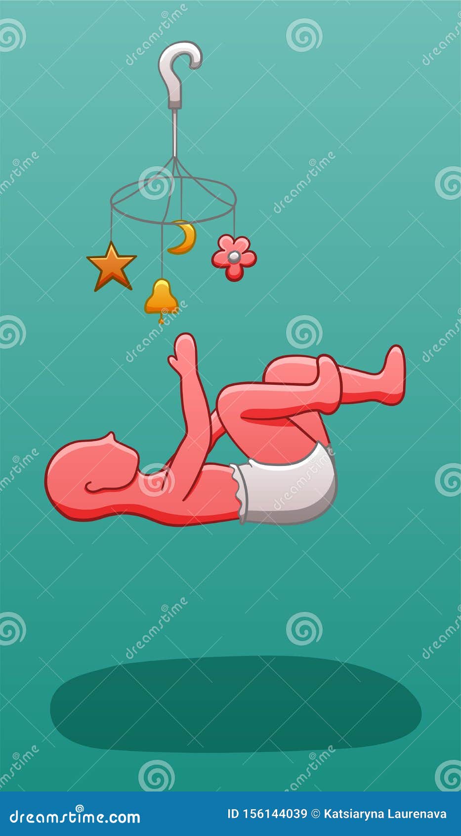 Levitating Baby with a Bed Carousel Stock Vector - Illustration of ...