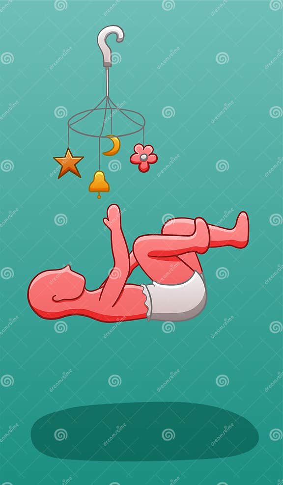 Levitating Baby with a Bed Carousel Stock Vector - Illustration of ...