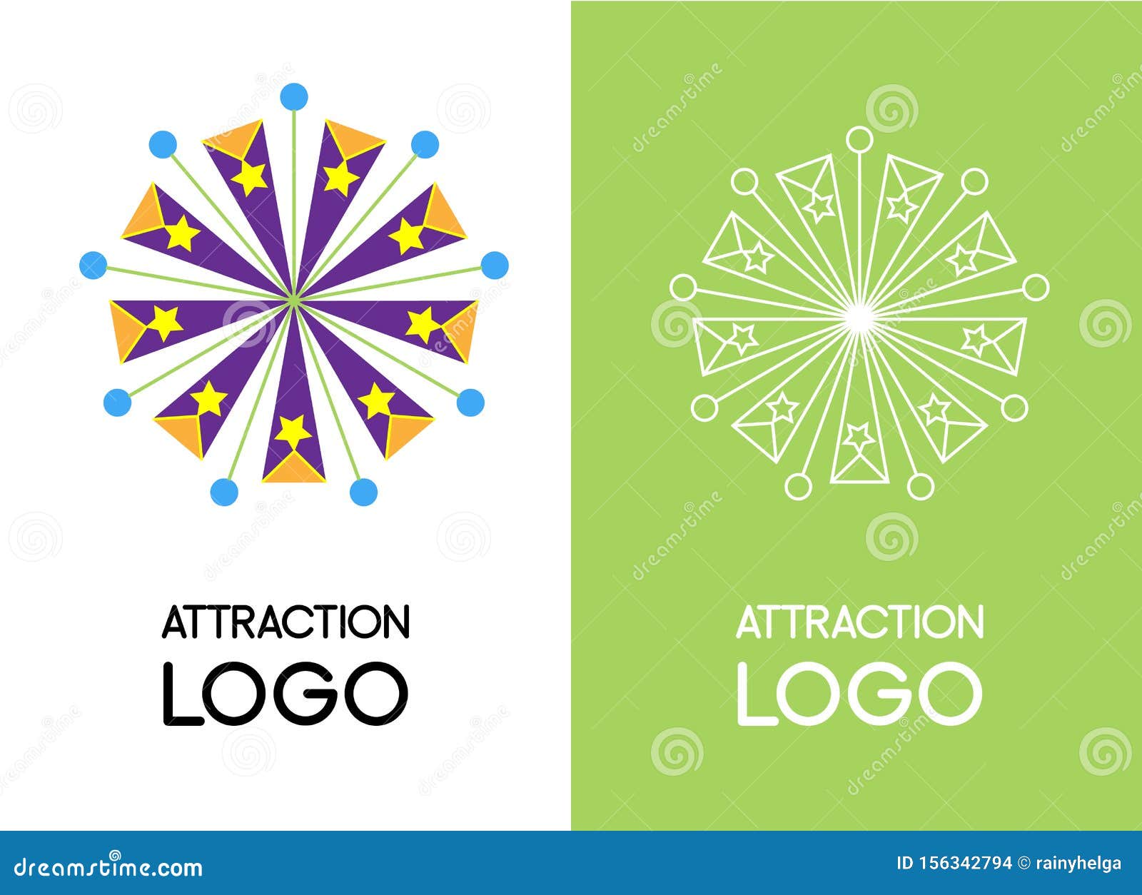 Original Fun Logos. Set of Two Vector Illustrations, White Linear and ...