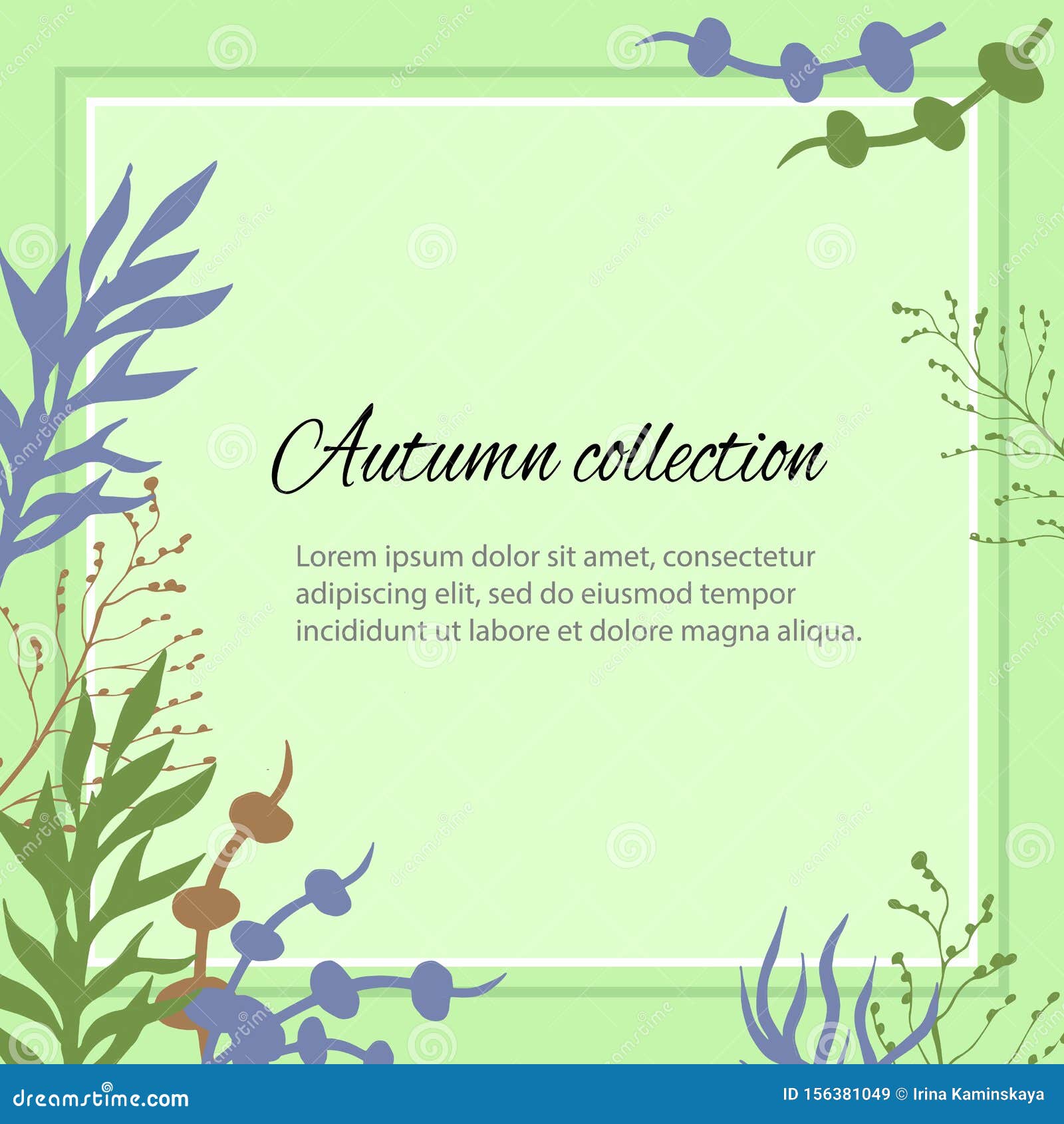 Frame for Text. Contour Plants on a Green Background. Vector ...