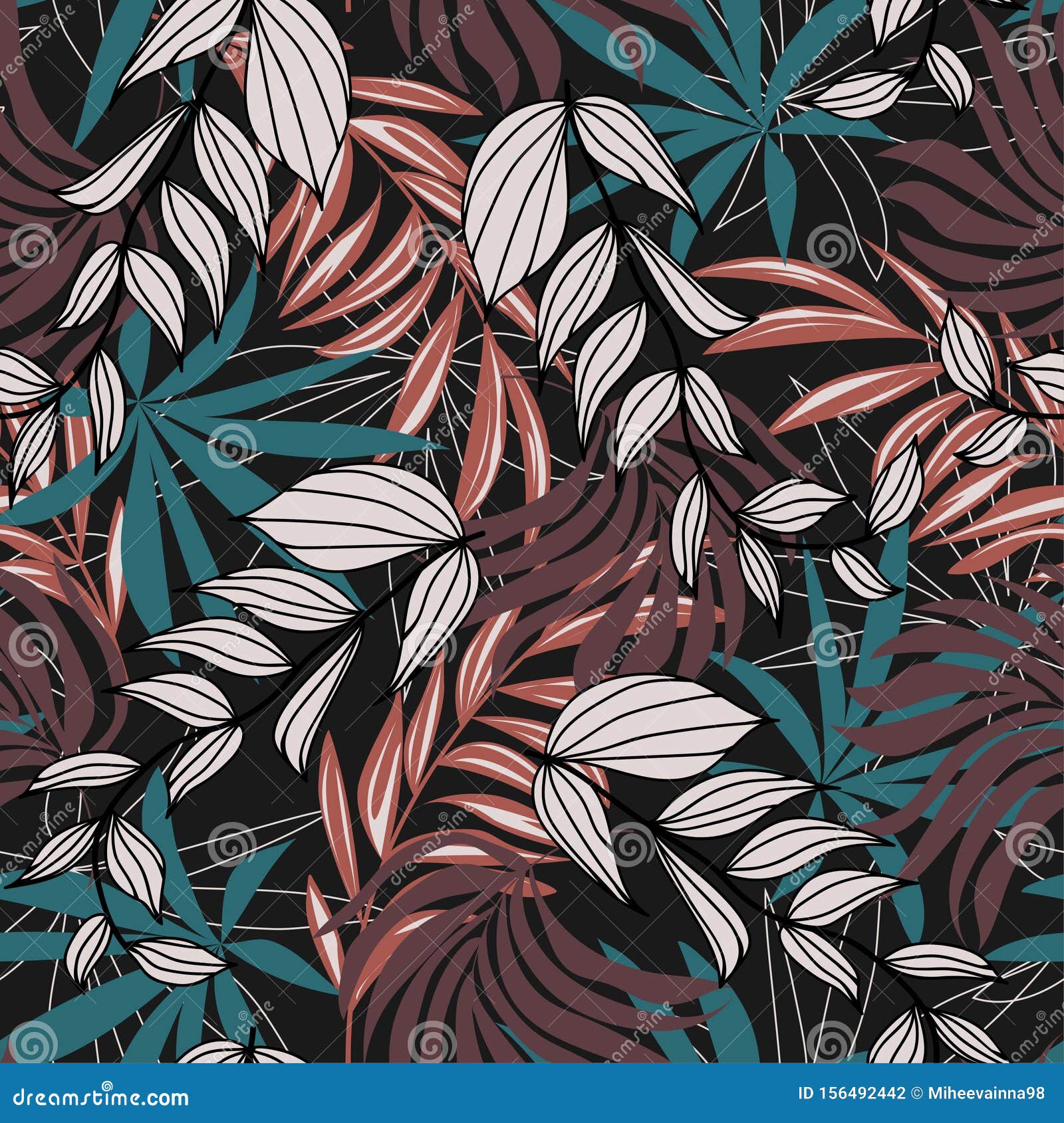 Modern Seamless Pattern with Tropical Plants. Fashionable Texture ...