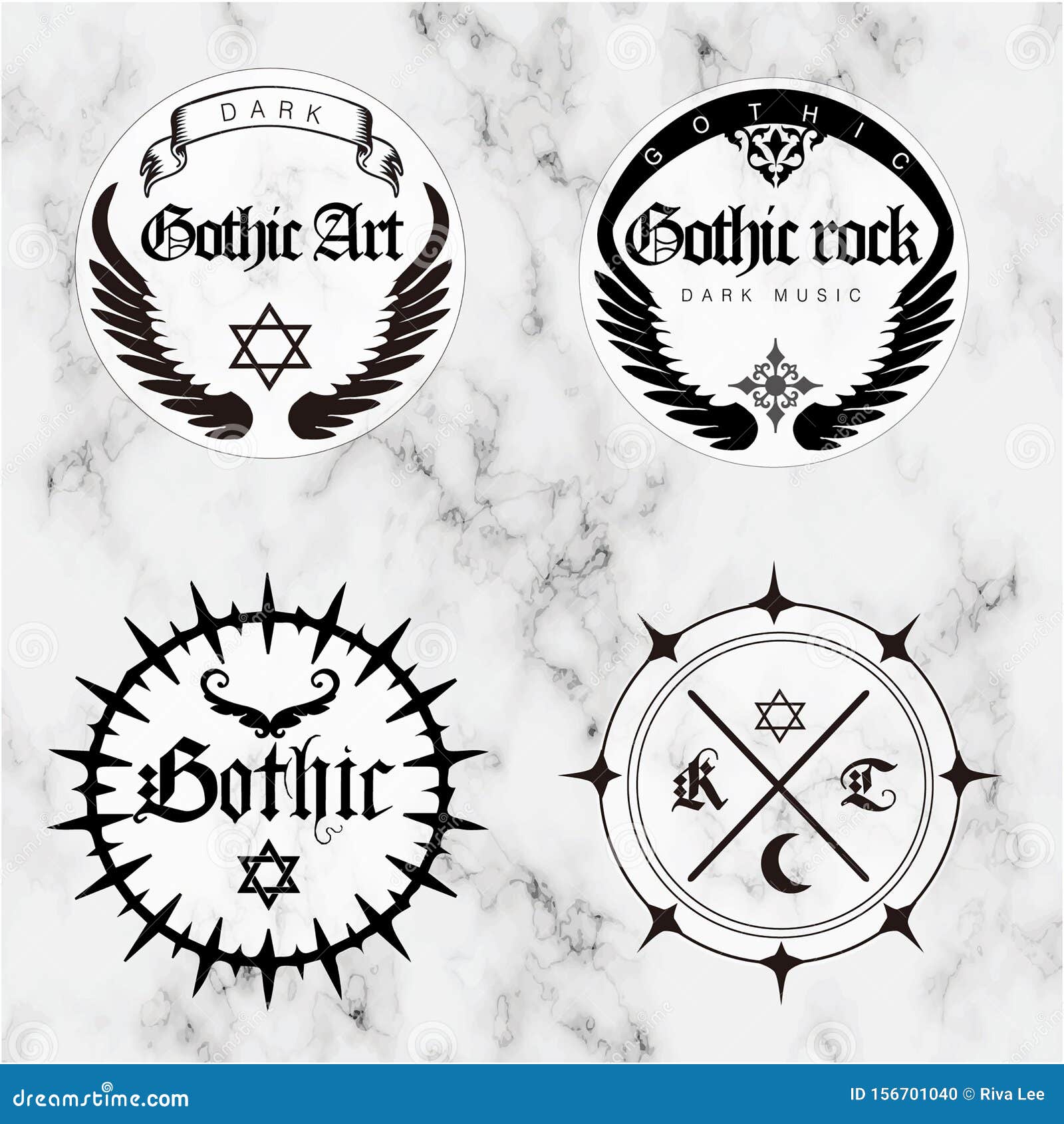 Cool Japanese Gothic Style Badges, Stamps.Rock and Heavy Metal Music ...