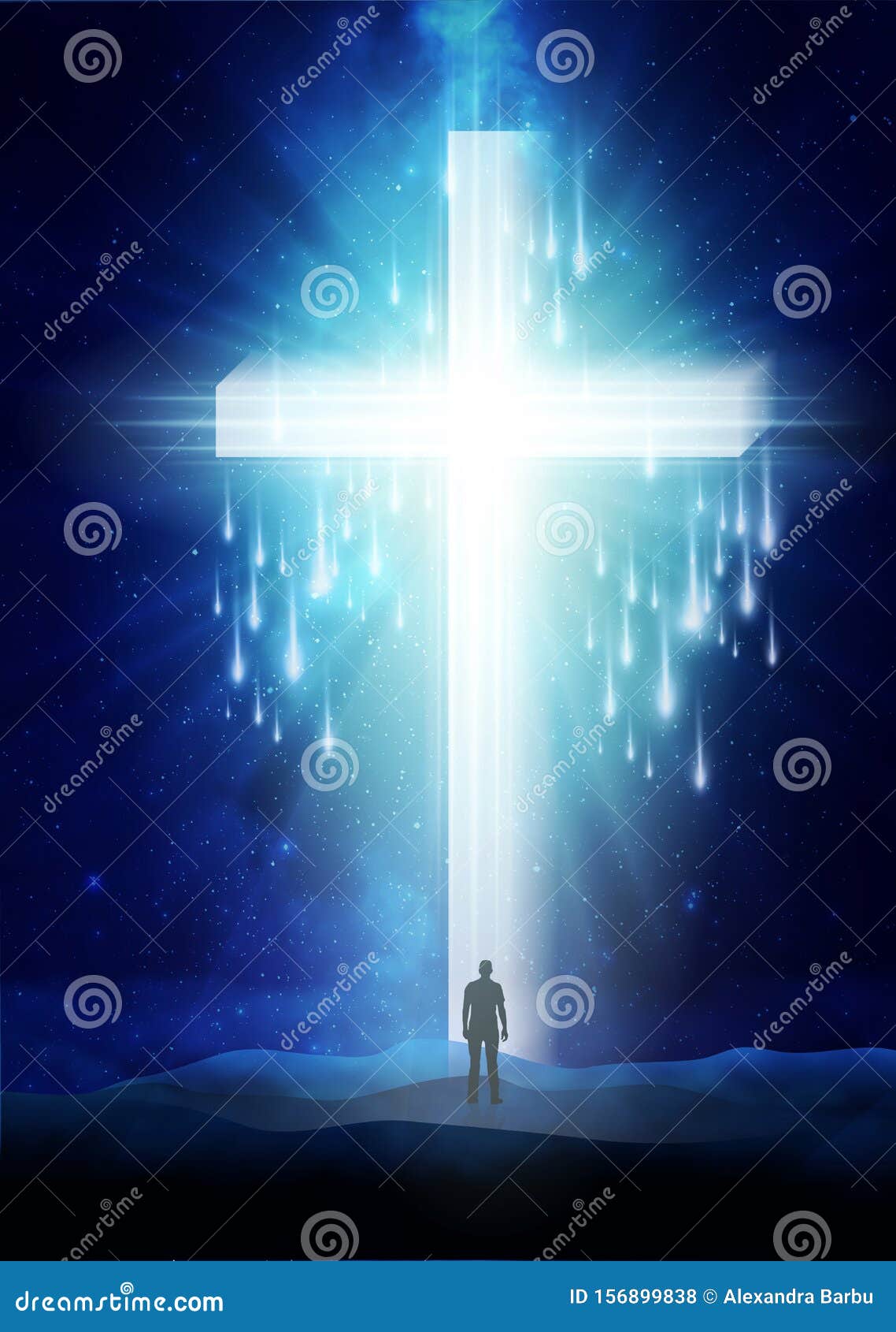 Holy Cross, Praising God, Spiritual Enlightenment Stock Vector ...