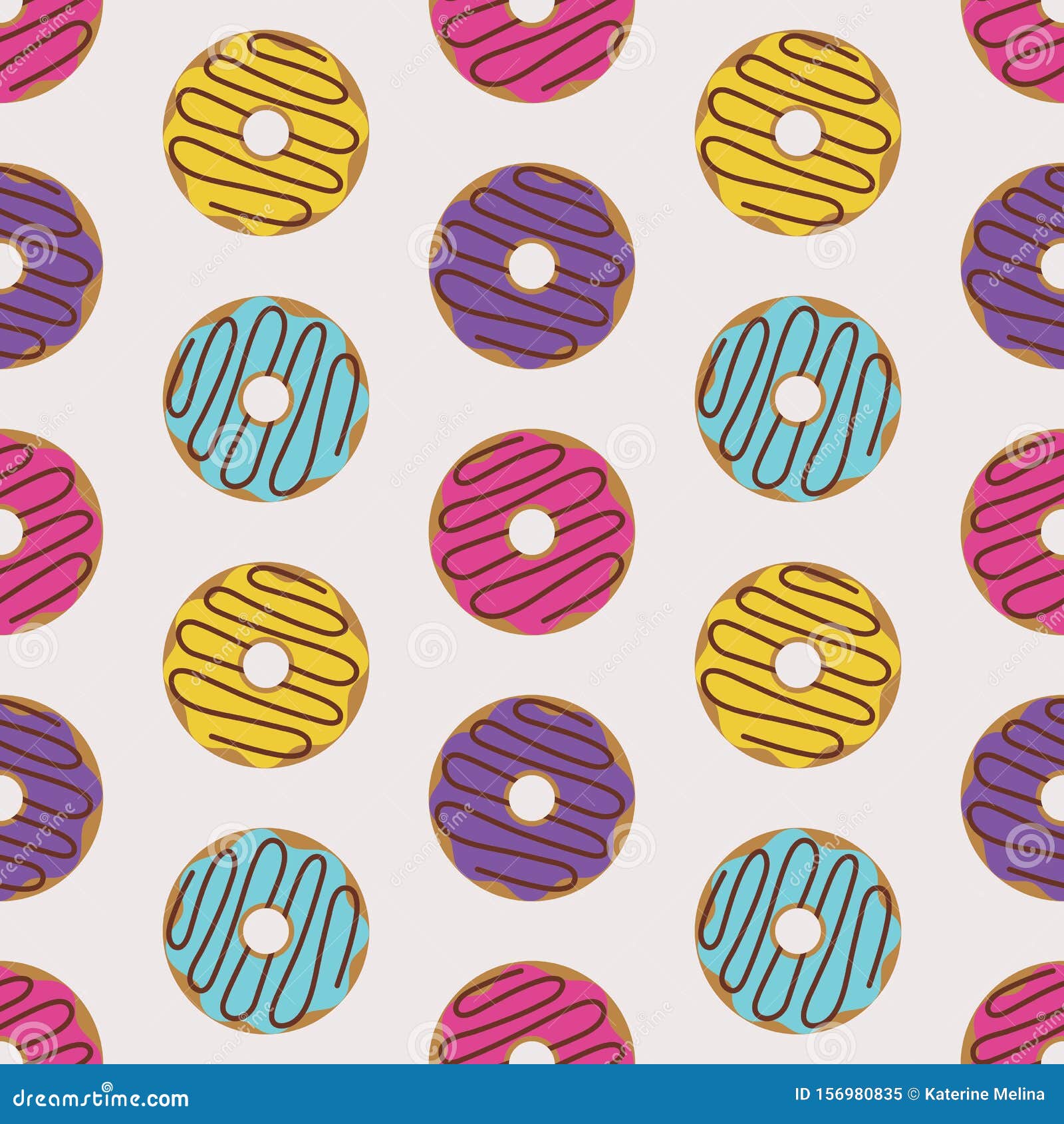 Seamless Pattern with Glazed Donuts Stock Vector - Illustration of ...