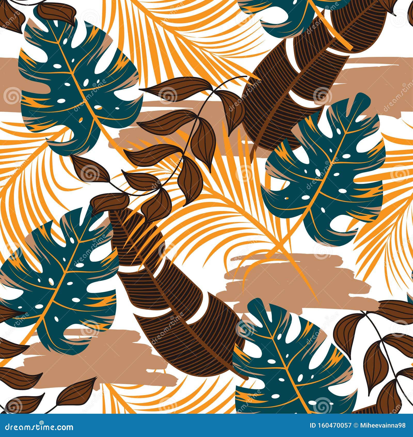 Abstract Colorful Hawaiian Seamless Pattern with Tropical Plants and ...