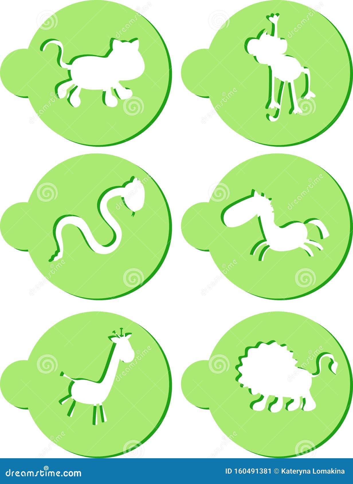 Animal Stencil Pictogram Art Set Stock Vector - Illustration of horse ...