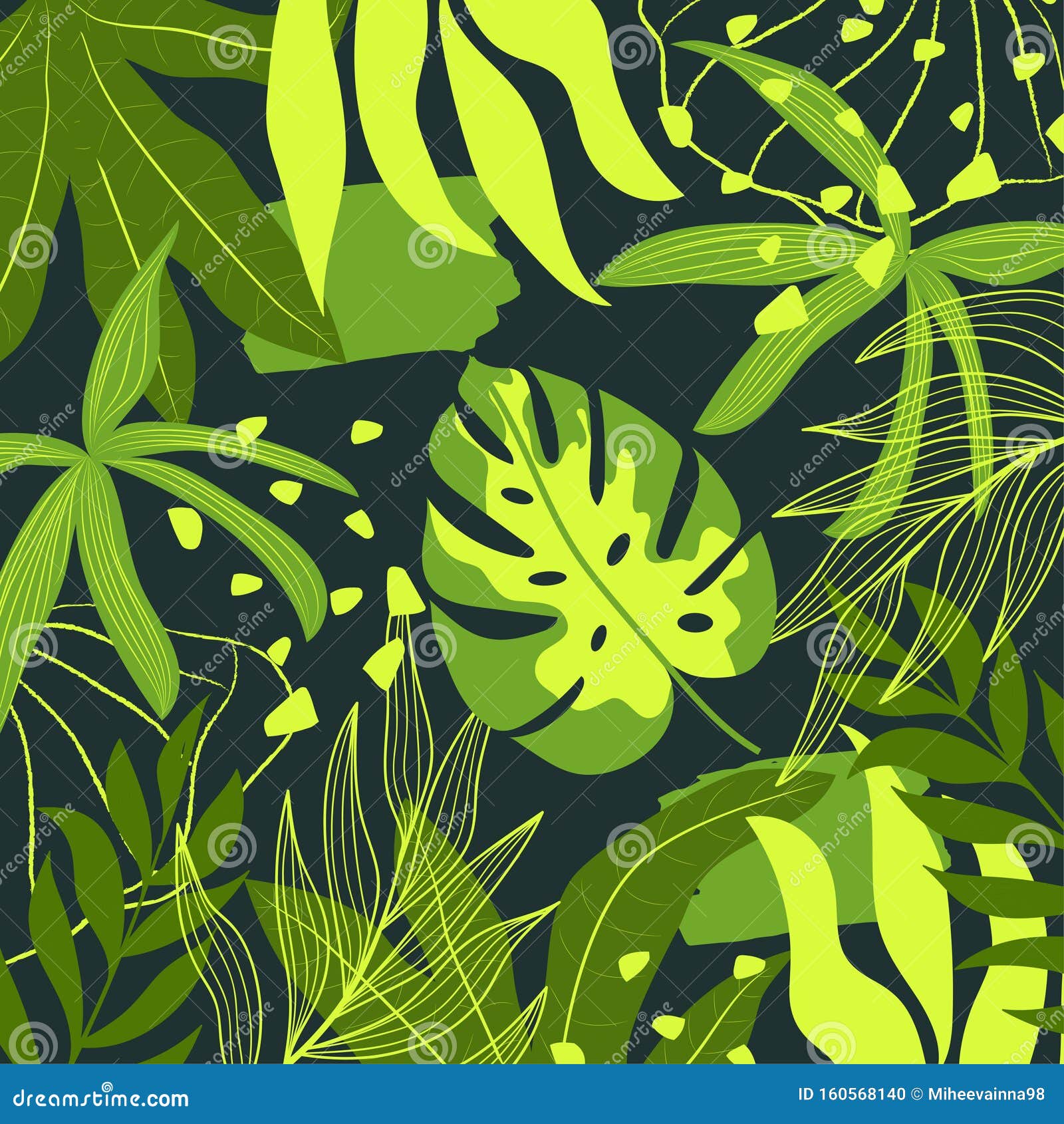 Abstract Colorful Hawaiian Seamless Pattern with Tropical Plants and ...