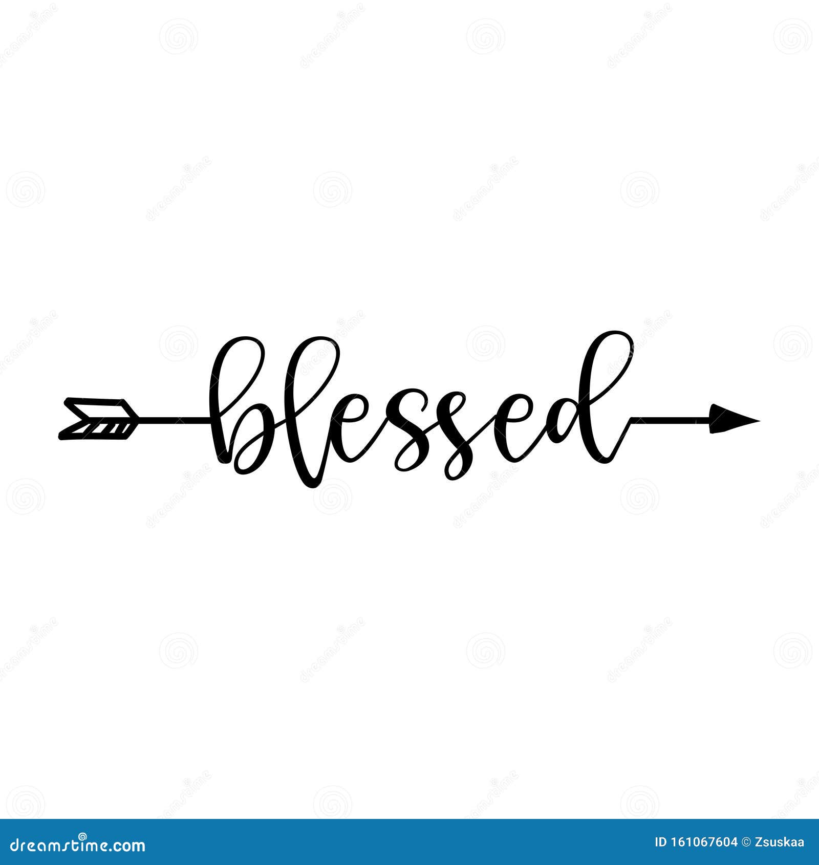 `blessed` in Boho Arrow - Lovely Lettering Calligraphy Quote. Stock ...