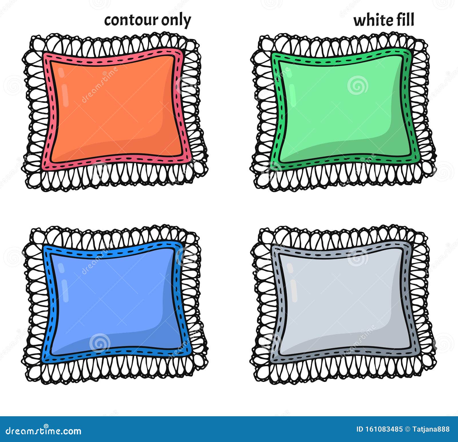 Set of Hand Drawn Different Colored Textile Patches with Seam and Lace ...