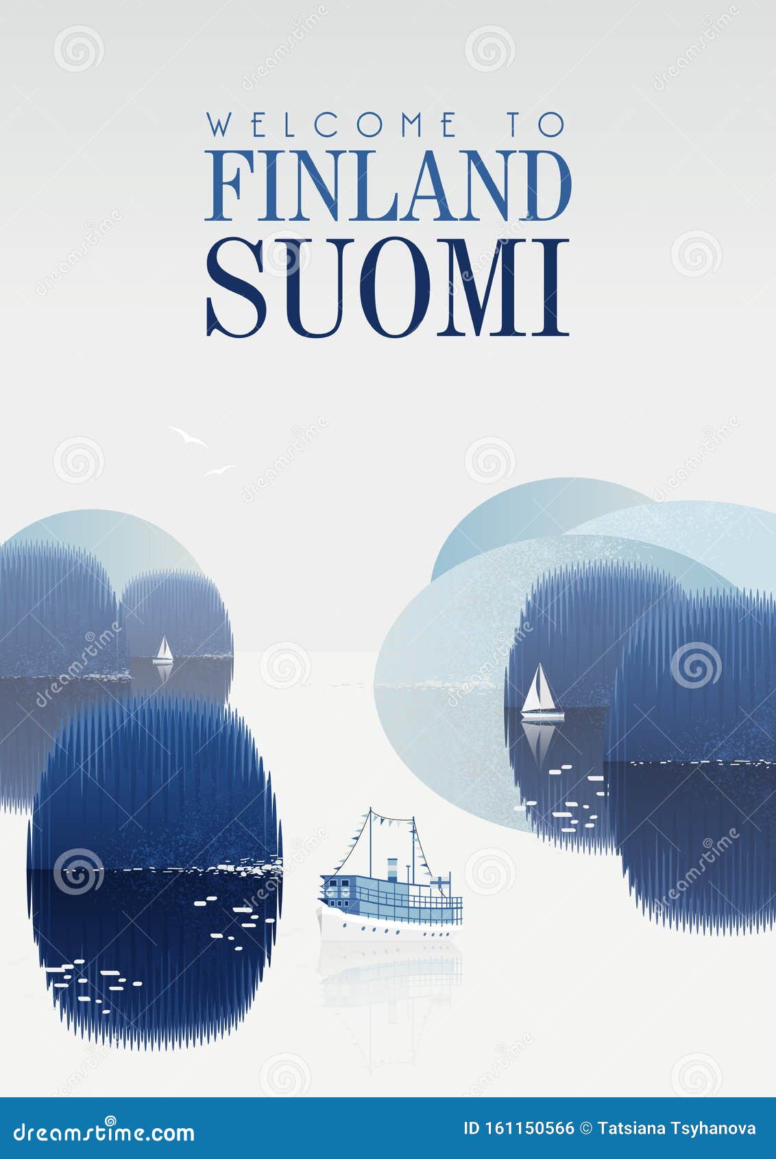 Finland. Travel Poster. Welcome To Suomi Stock Vector - Illustration of ...