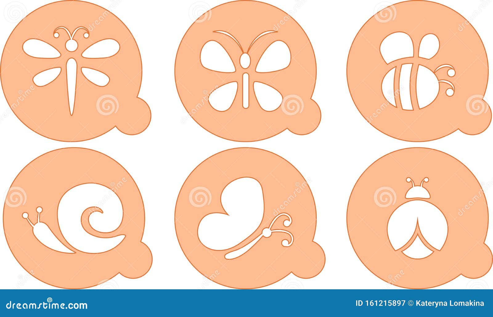 Insect Pink Stencil Art Set Stock Vector - Illustration of farm ...