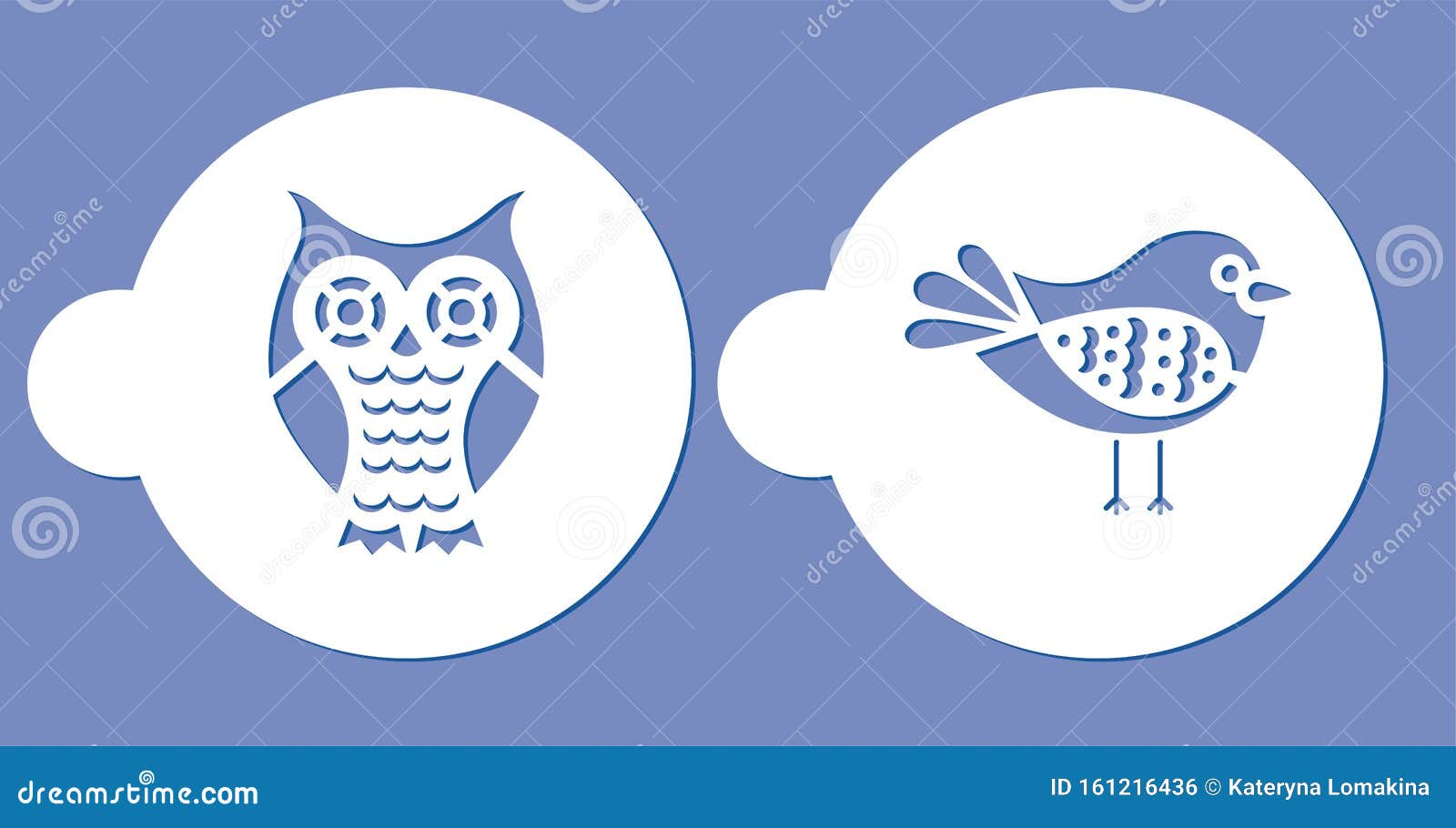 Blue Birds Coffee Stencil Art Set Stock Vector - Illustration of eagle ...