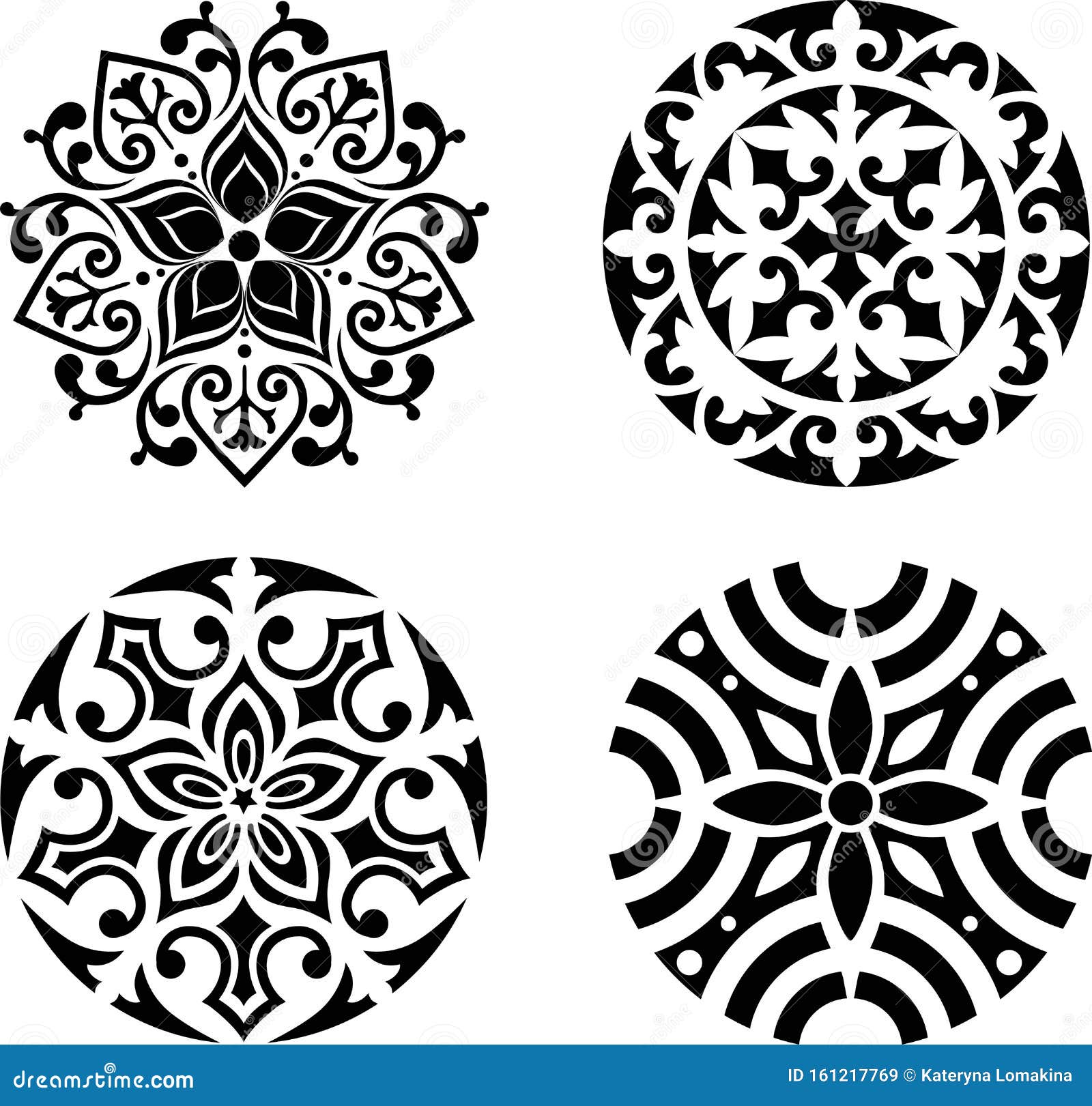 Indian Black Stencil Art Set Stock Illustration - Illustration of ...