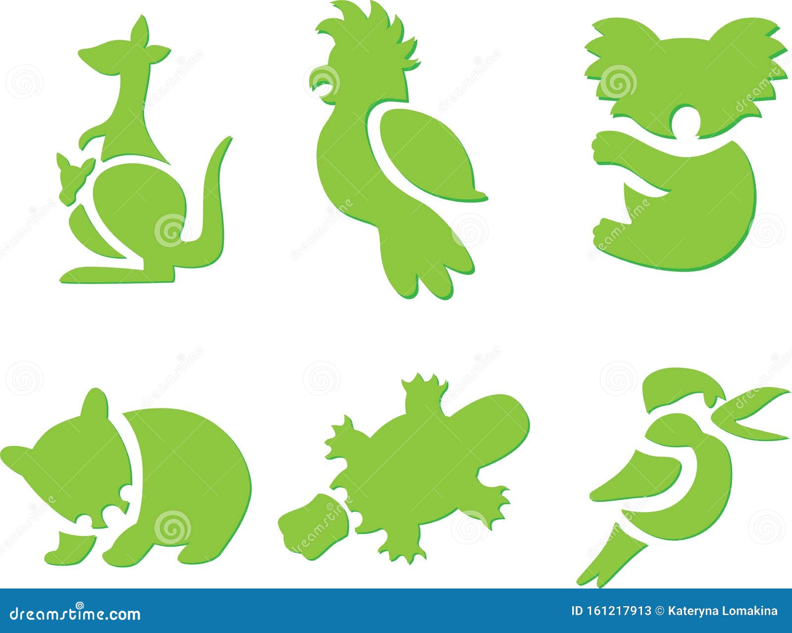 Animal Stencil Green Art Set Stock Vector - Illustration of nature ...
