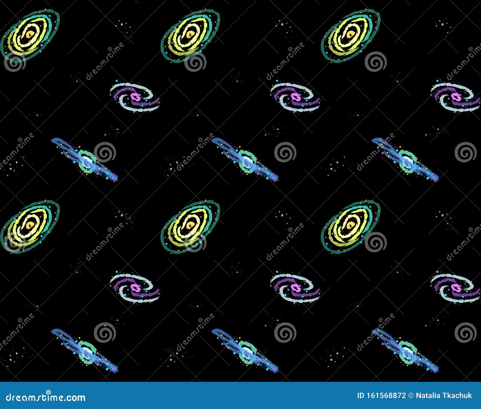 Seamless Pattern with Galaxies, Vector Illustration Stock Vector ...
