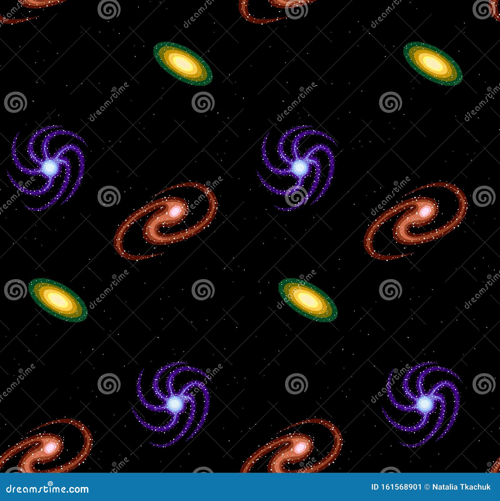 Seamless Pattern with Galaxies, Vector Illustration Stock Vector ...