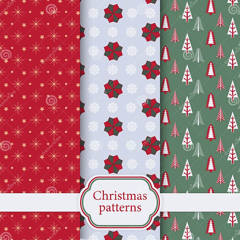 Three New Year, Christmas Patterns. Stock Vector - Illustration of ...