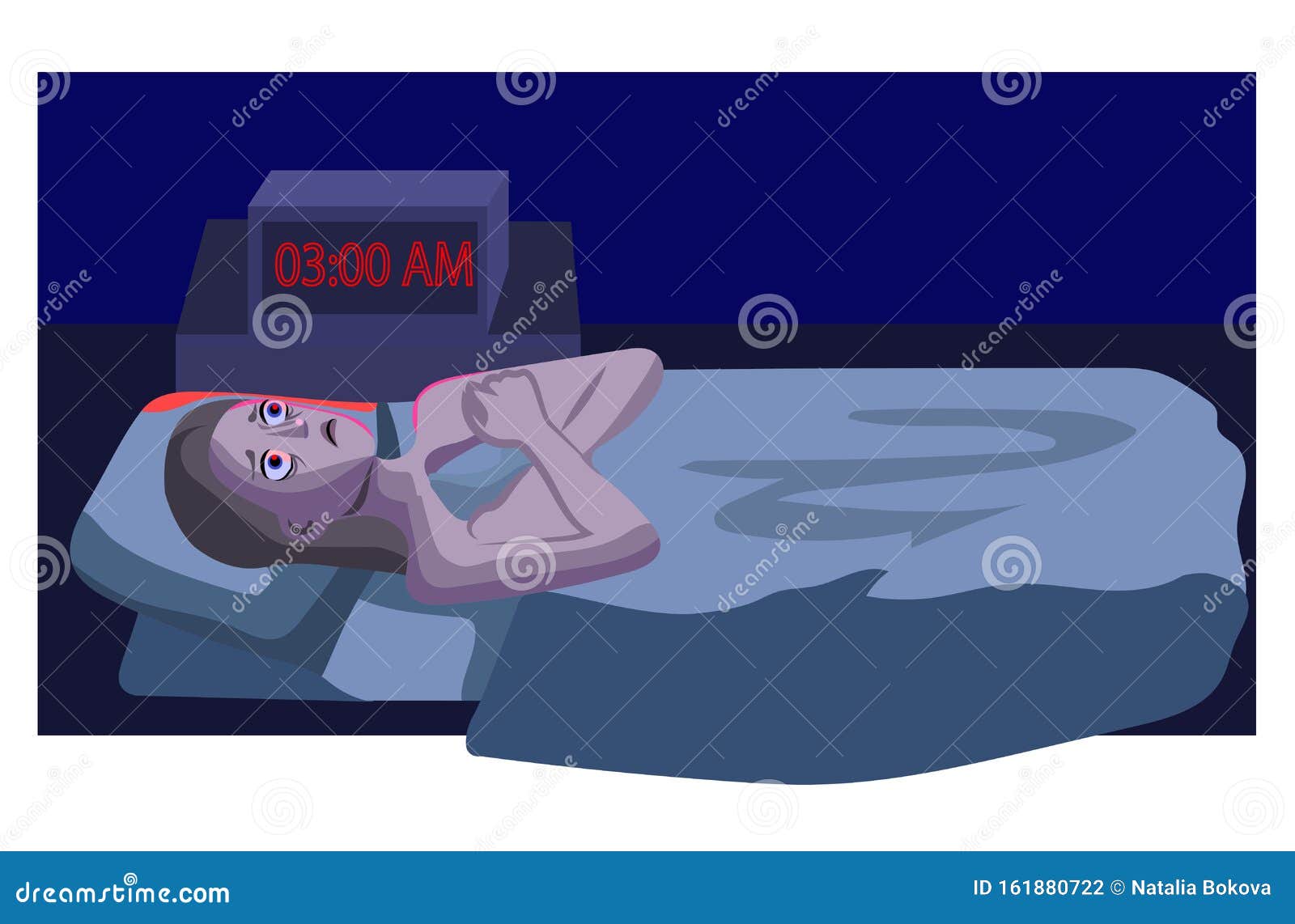 Sleepless Man In Bed Trying To Fall Asleep Counting Sheeps. Count Sheep ...