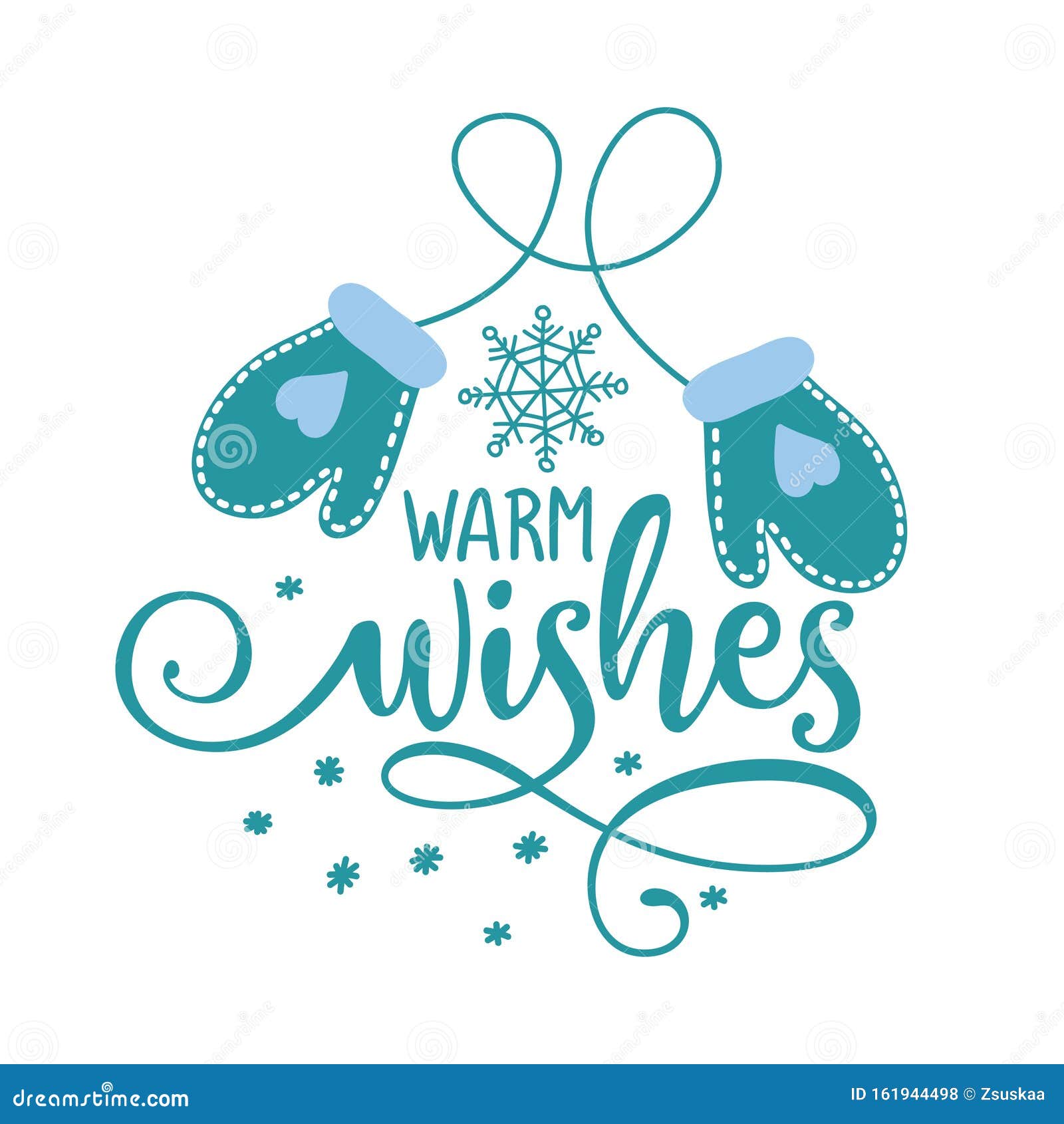 Warm Wishes - Winter Romantic Lettering with Gloves. Stock Vector ...