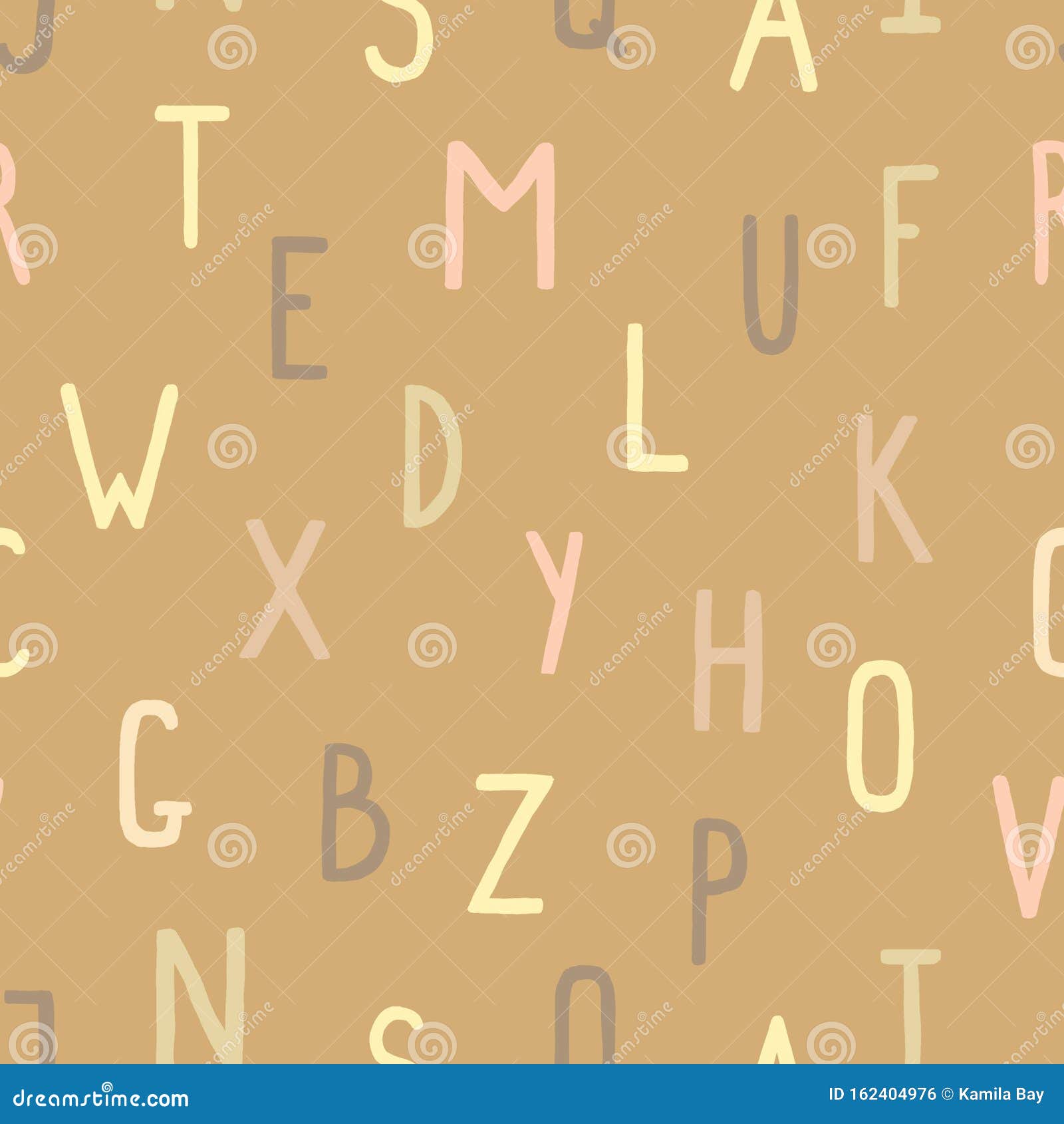 Seamless Pattern a Complete Set of Hand Drawn Capital Letters of the ...