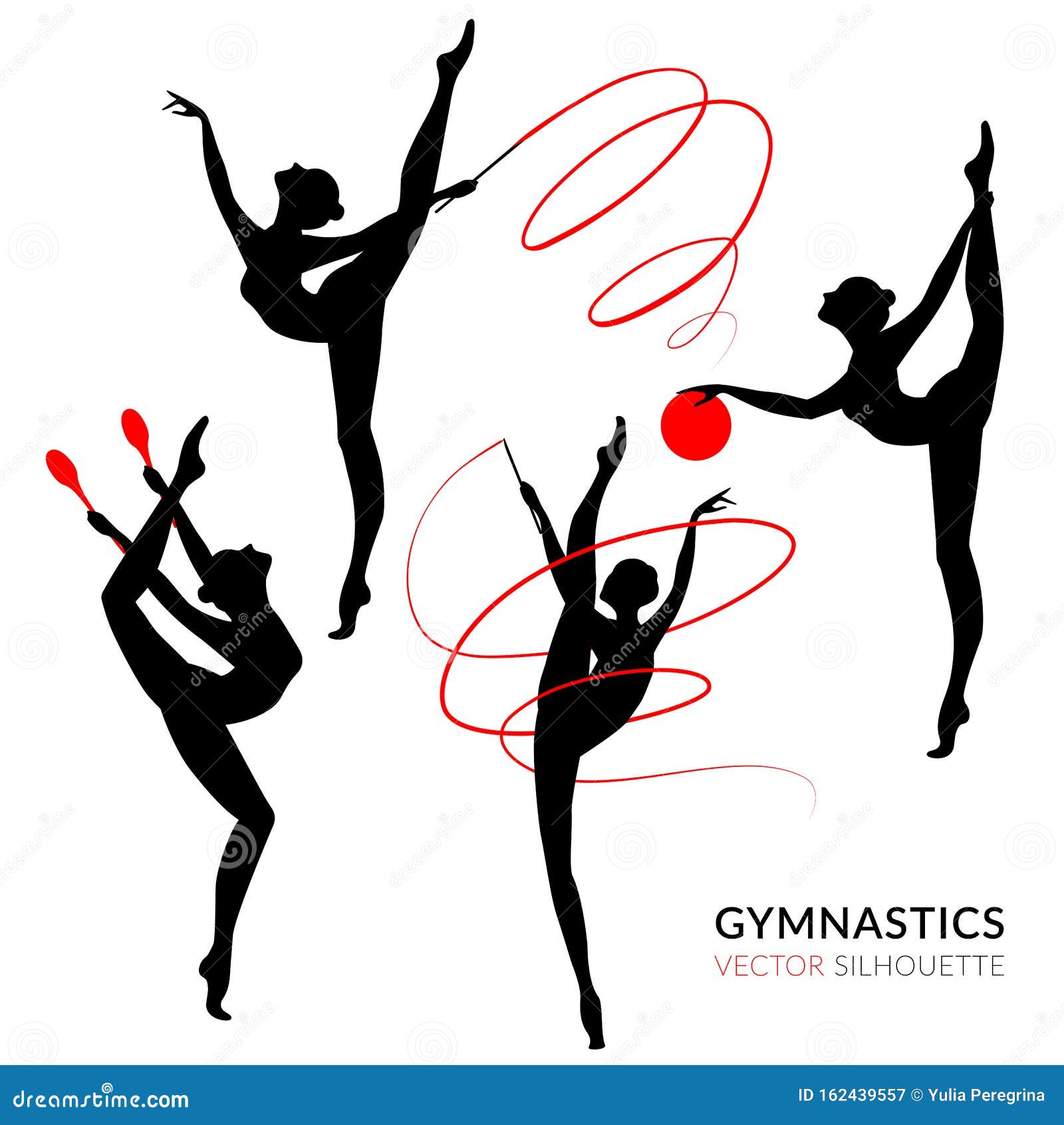 Silhouettes Of Gymnastic Girls. Art Gymnastics Vector Set ...