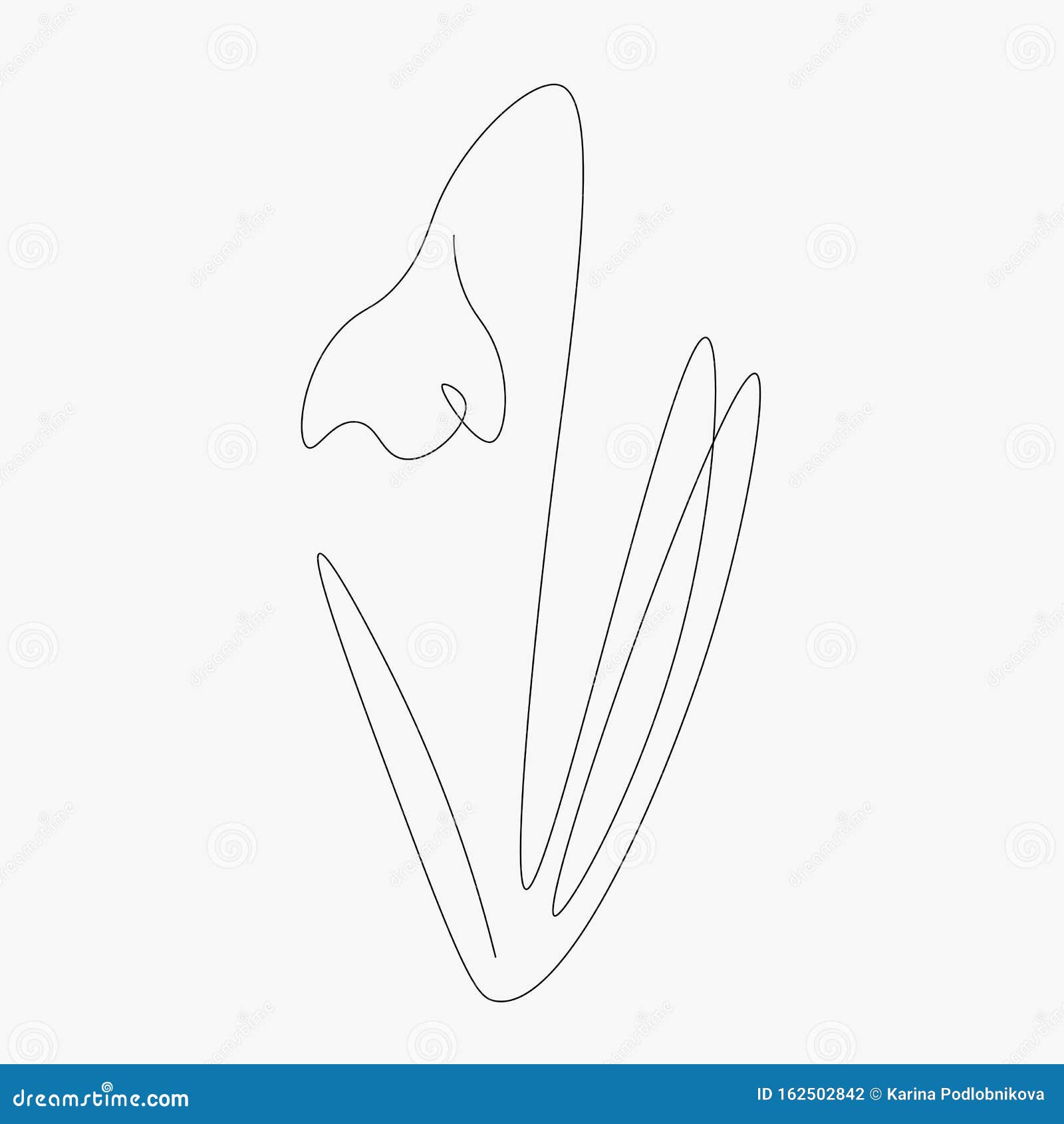Spring Flower Snowdrop One Line Drawing, Vector Stock Vector ...