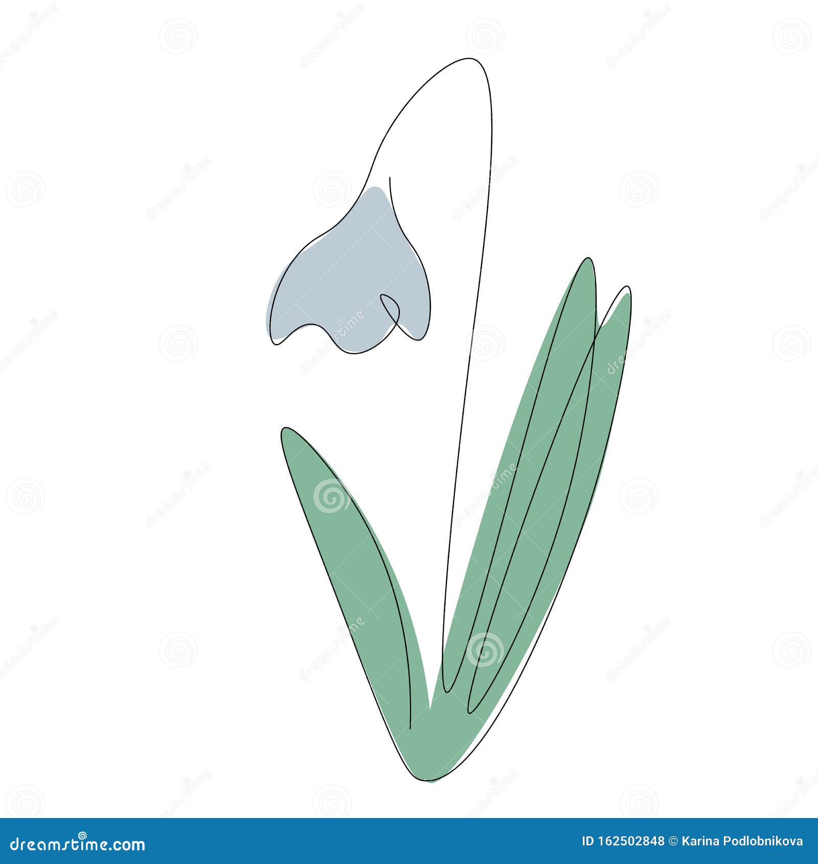 Spring Flower Snowdrop One Line Drawing, Vector Stock Vector ...