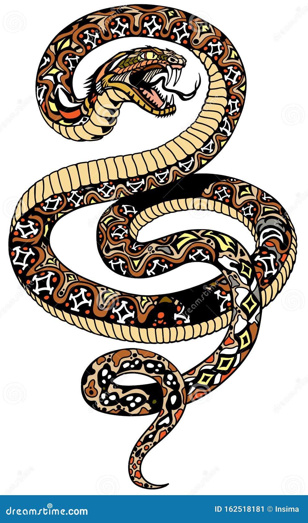 Angry snake tattoo stock vector. Illustration of coiled - 162518181