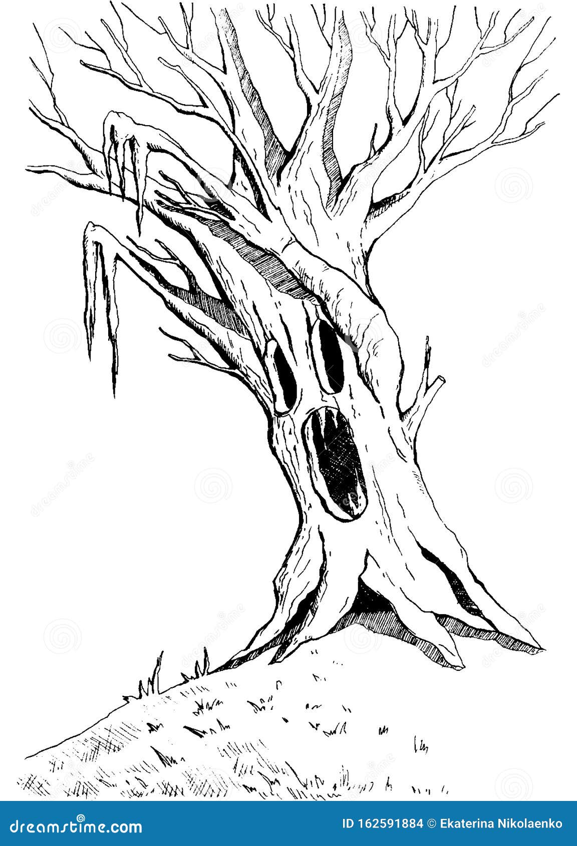 Angry Enchanted Tree with Scary Face. Halloween Monsters Spooky Haunted ...