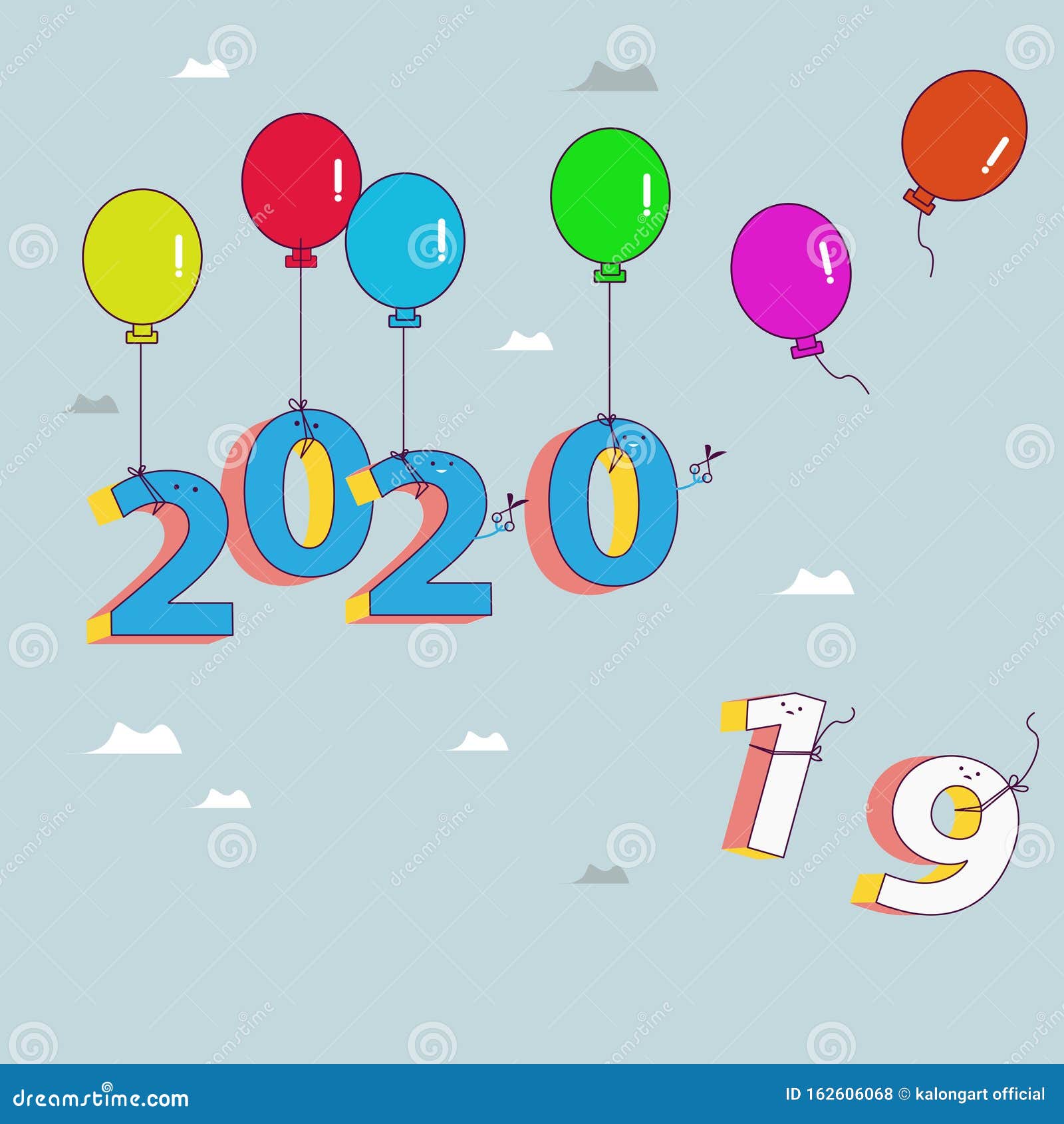 New Year 2020 Creative Design Concept. 2019-2020 Change Represents the ...