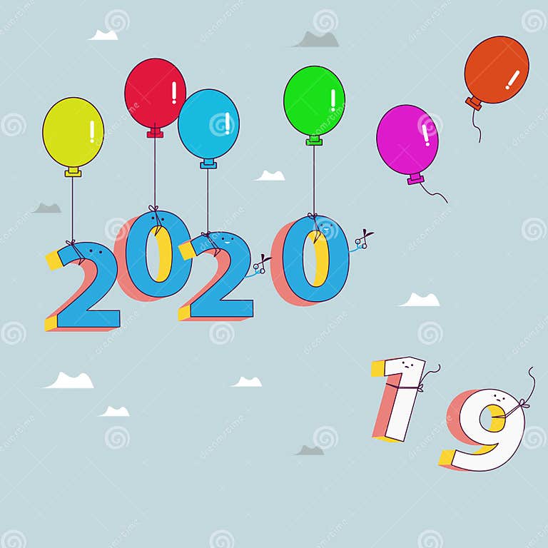 New Year 2020 Creative Design Concept. 2019-2020 Change Represents the ...