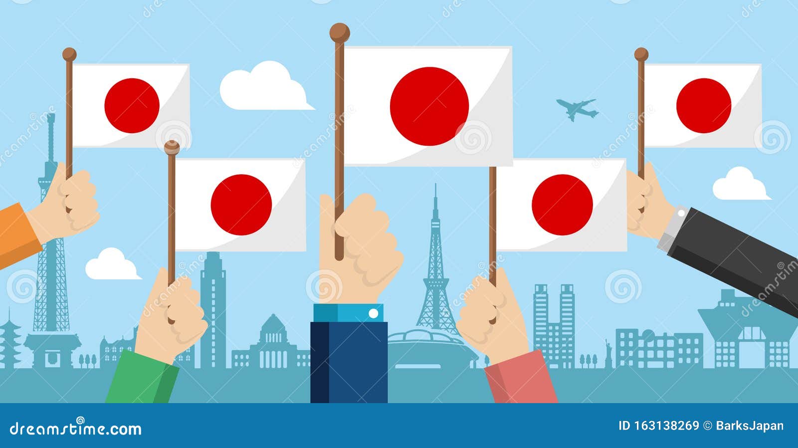 People Holding the National Flag in Hand / Japan Stock Vector ...