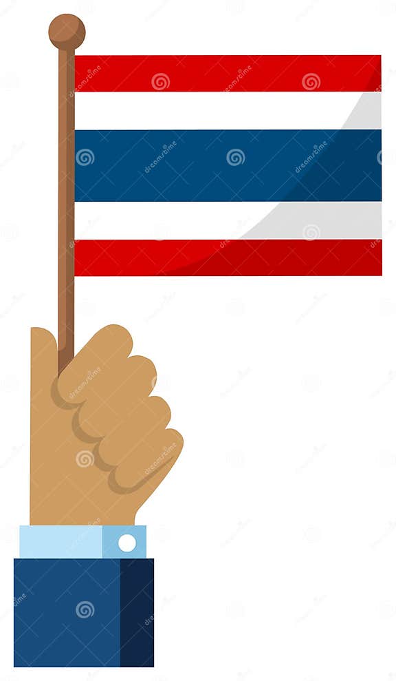 Holding The National Flag In Hand Thailand Stock Vector