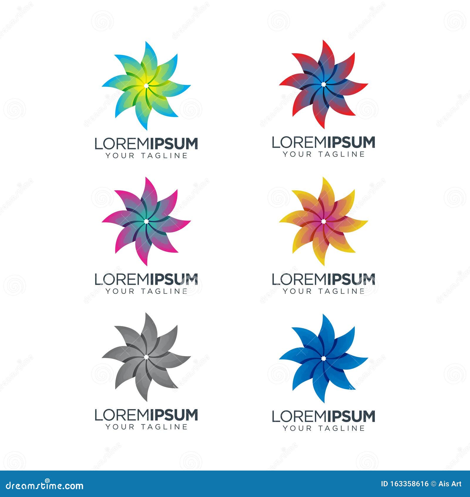 Set of Abstract Star Flower Logo Stock Vector - Illustration of icon ...