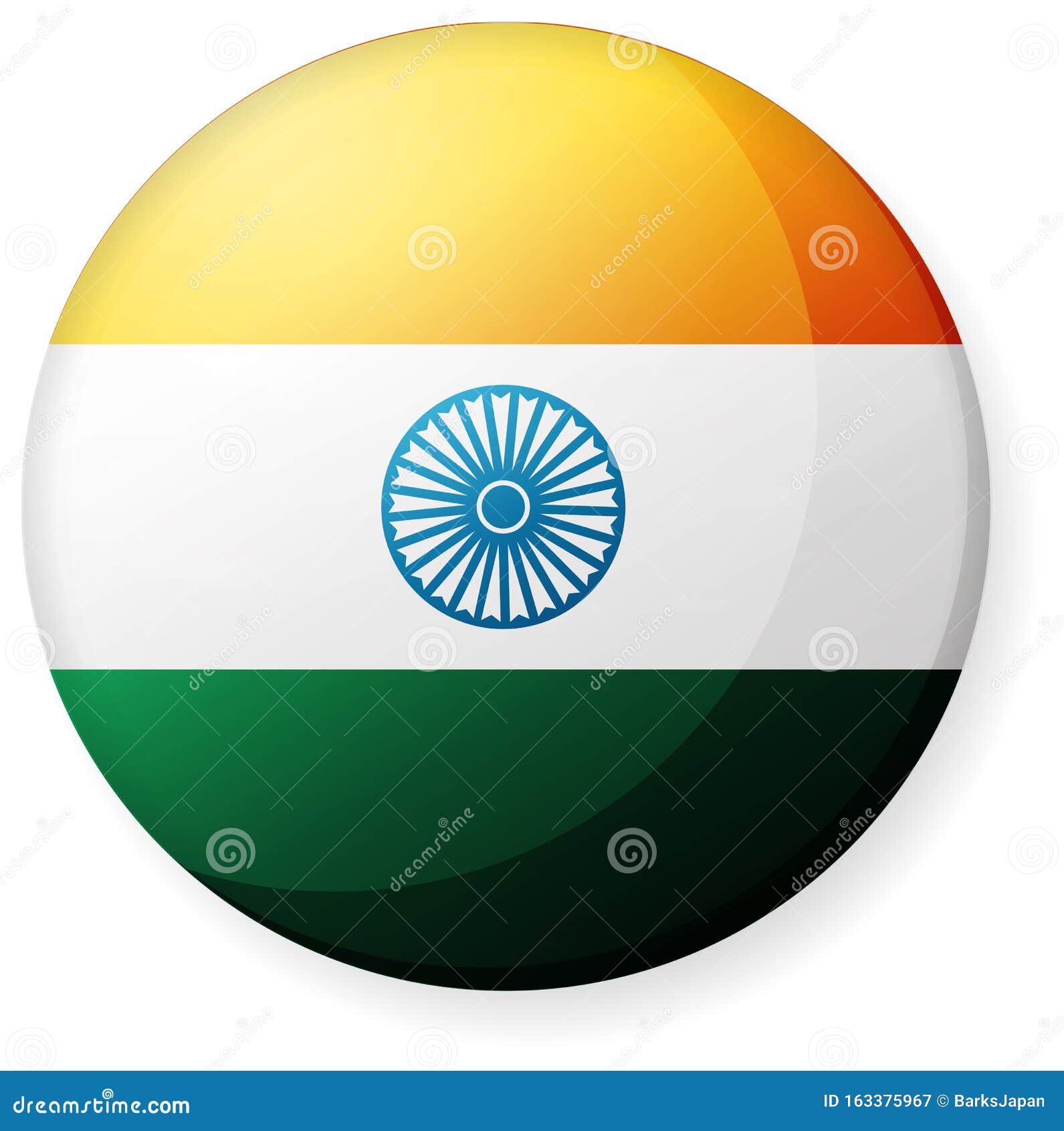 Circular Country Flag Icon Illustration / India Stock Vector ...
