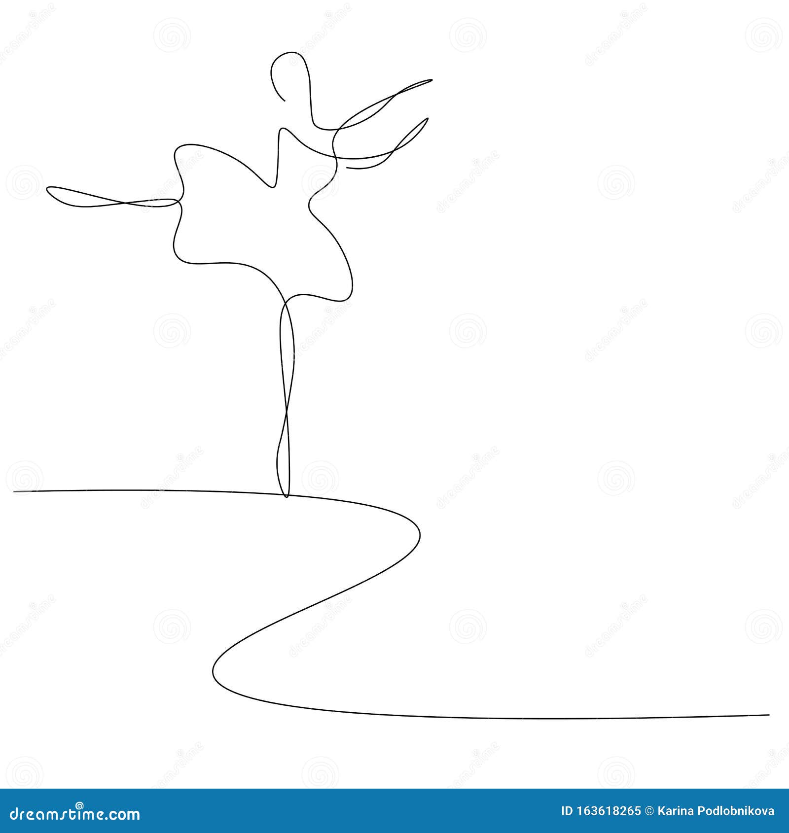 Ballet Dancer Silhouette Continuous Line Drawing, Vector Stock Vector ...
