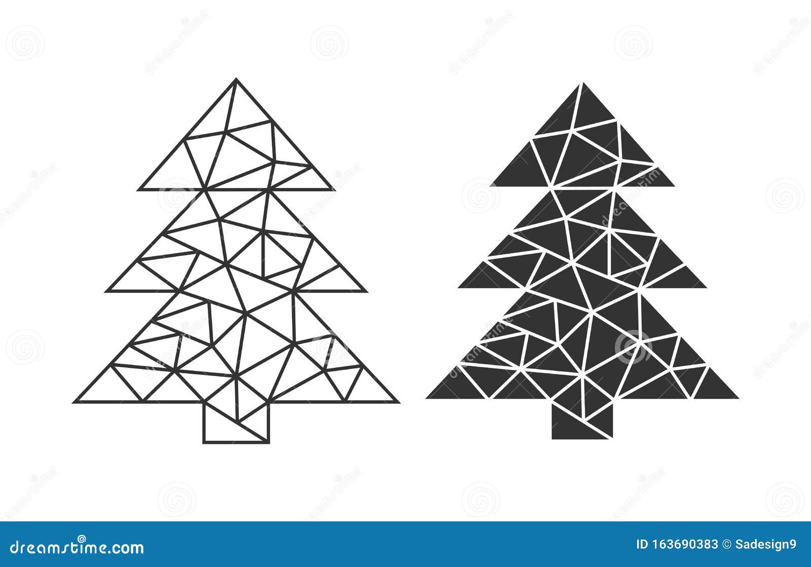 Christmas Tree Geometric Polygonal Logo. Stock Vector - Illustration of ...