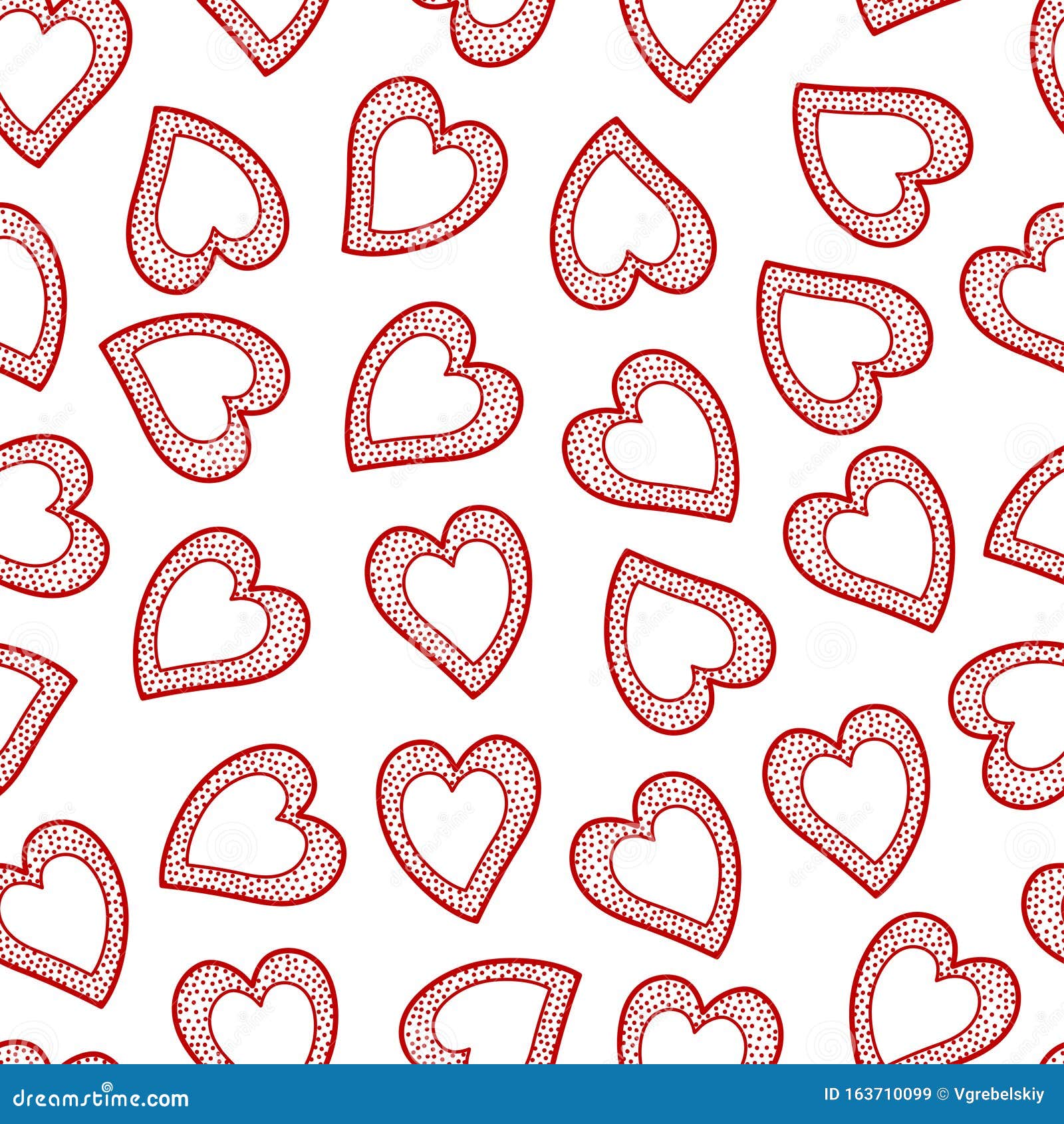 Romantic Decorative Hearts. Seamless Pattern. Stock Vector ...