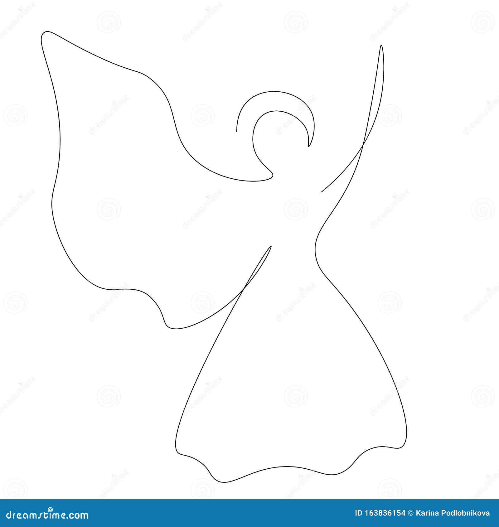 Christmas Angel Silhouette Continuous Line Drawing Vector Illustration ...