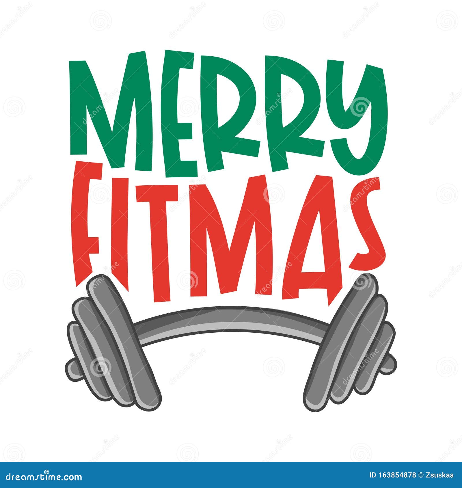 Merry Fitmas - Lovely Lettering Calligraphy Quote. Stock Vector ...