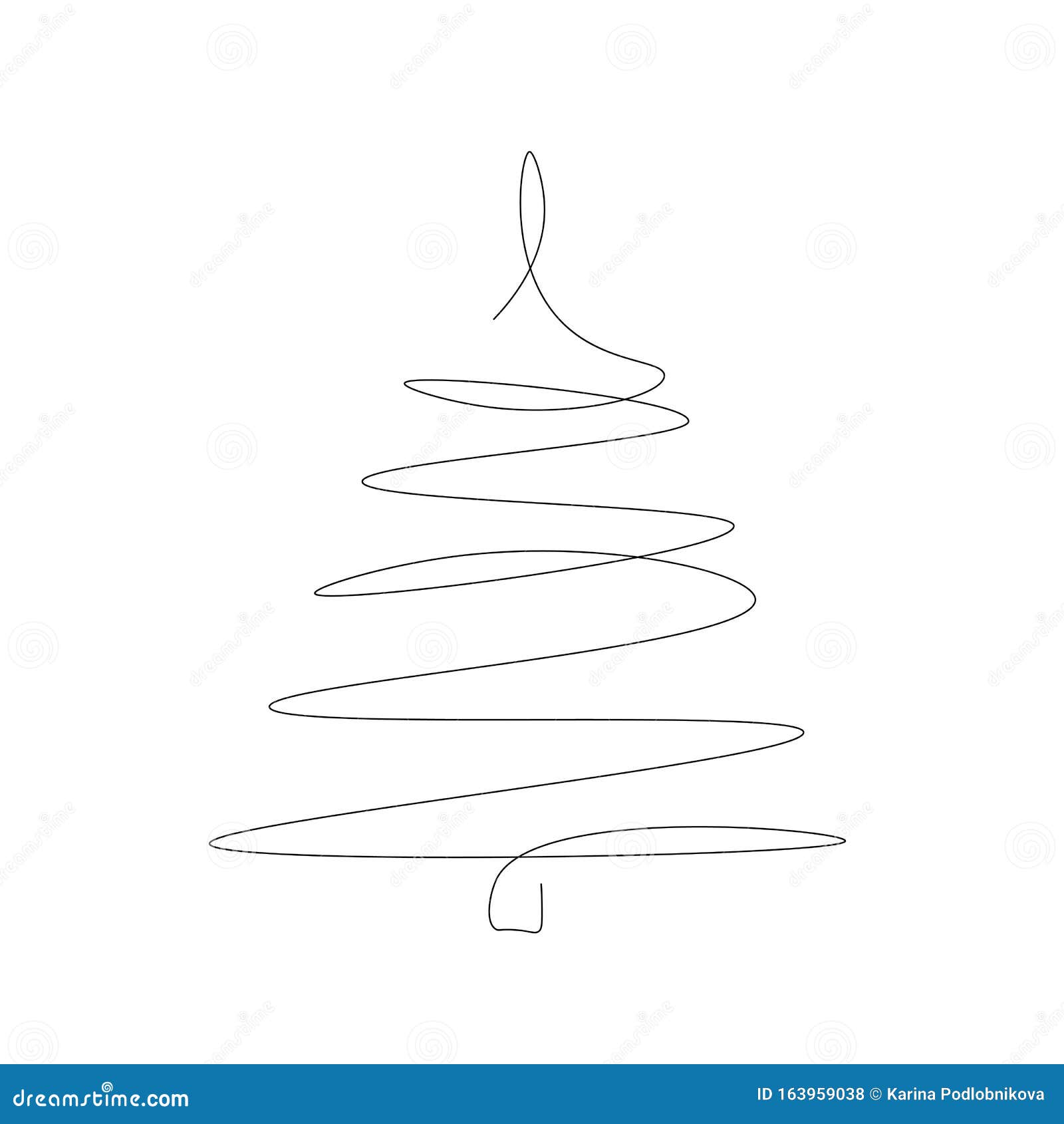 Christmas Tree One Line Drawing Vector Illustration Stock Vector ...