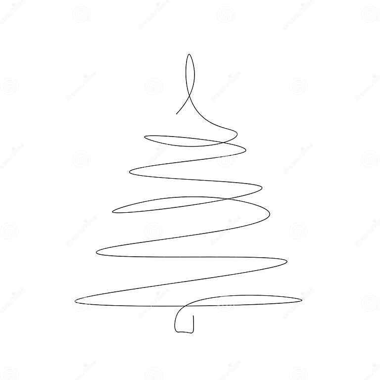 Christmas Tree One Line Drawing Vector Illustration Stock Vector ...