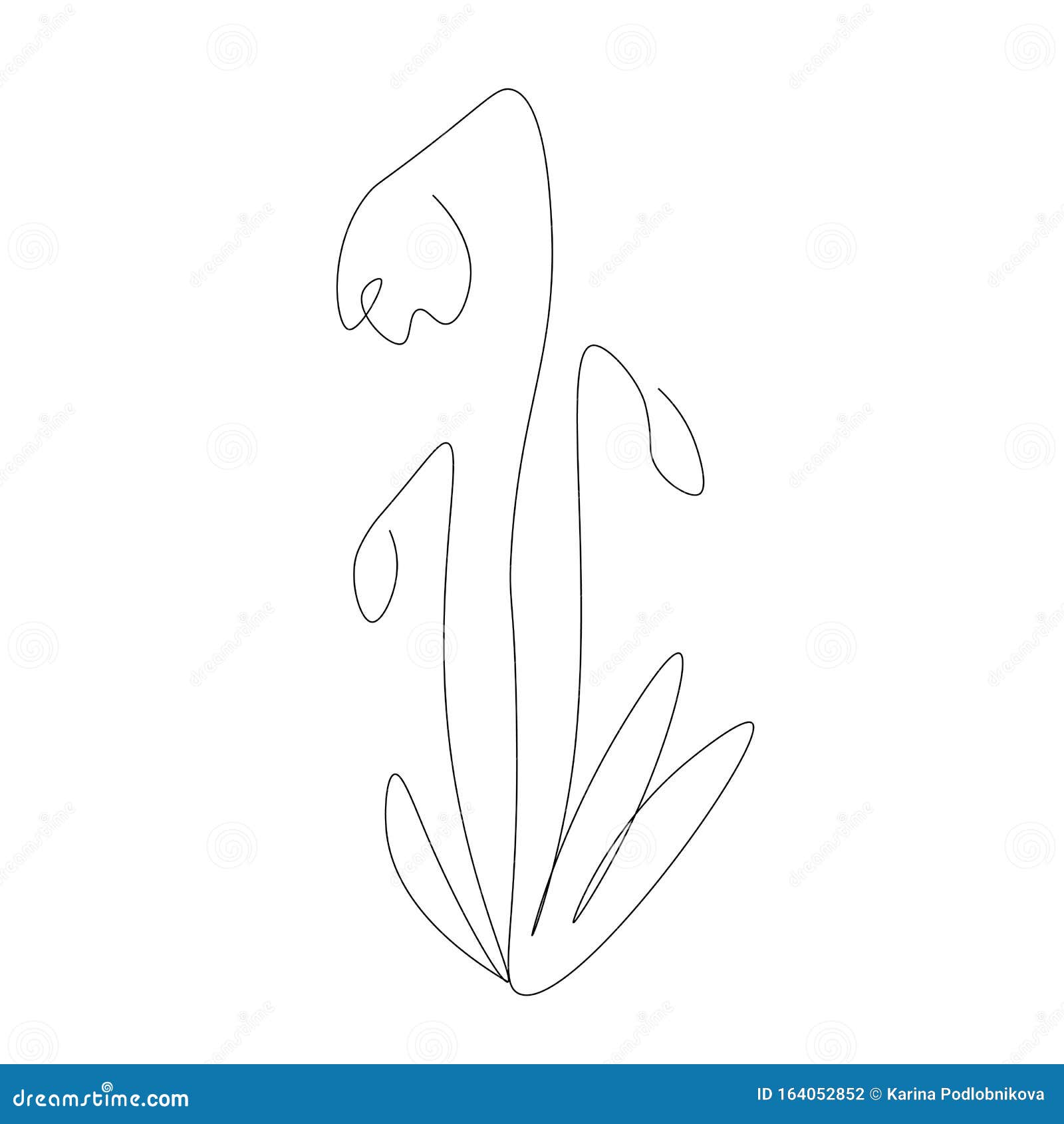 Spring Flowers Snowdrop Silhouette. Continuous Line Drawing Stock ...