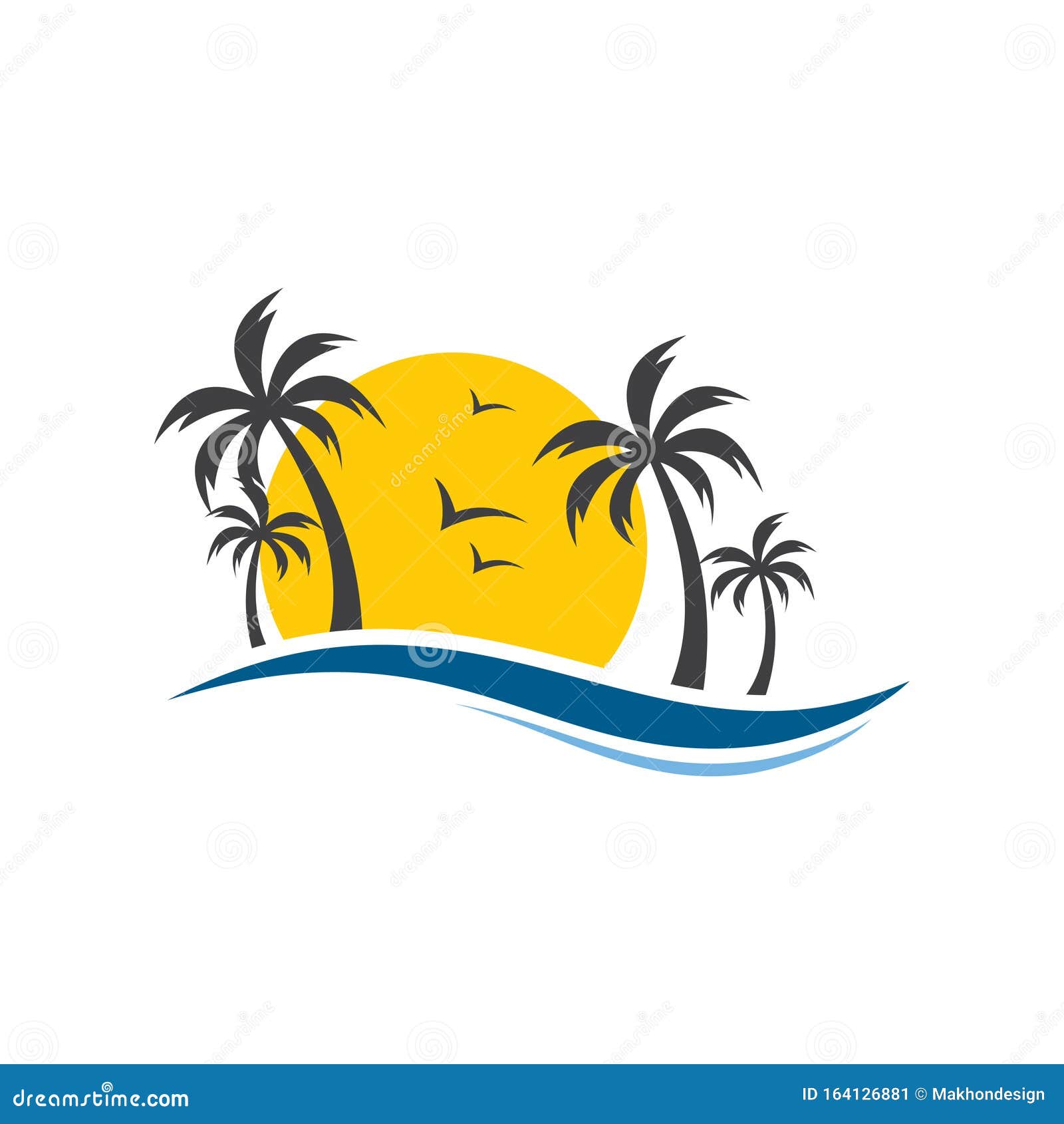 Simple Modern Unique Tropical Beach Logo Design Stock Vector ...