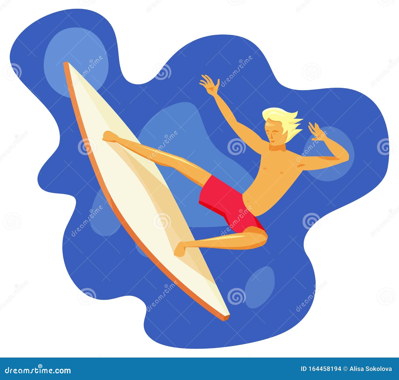 Vector Illustration of a Young and Handsome Surfer Stock Illustration ...