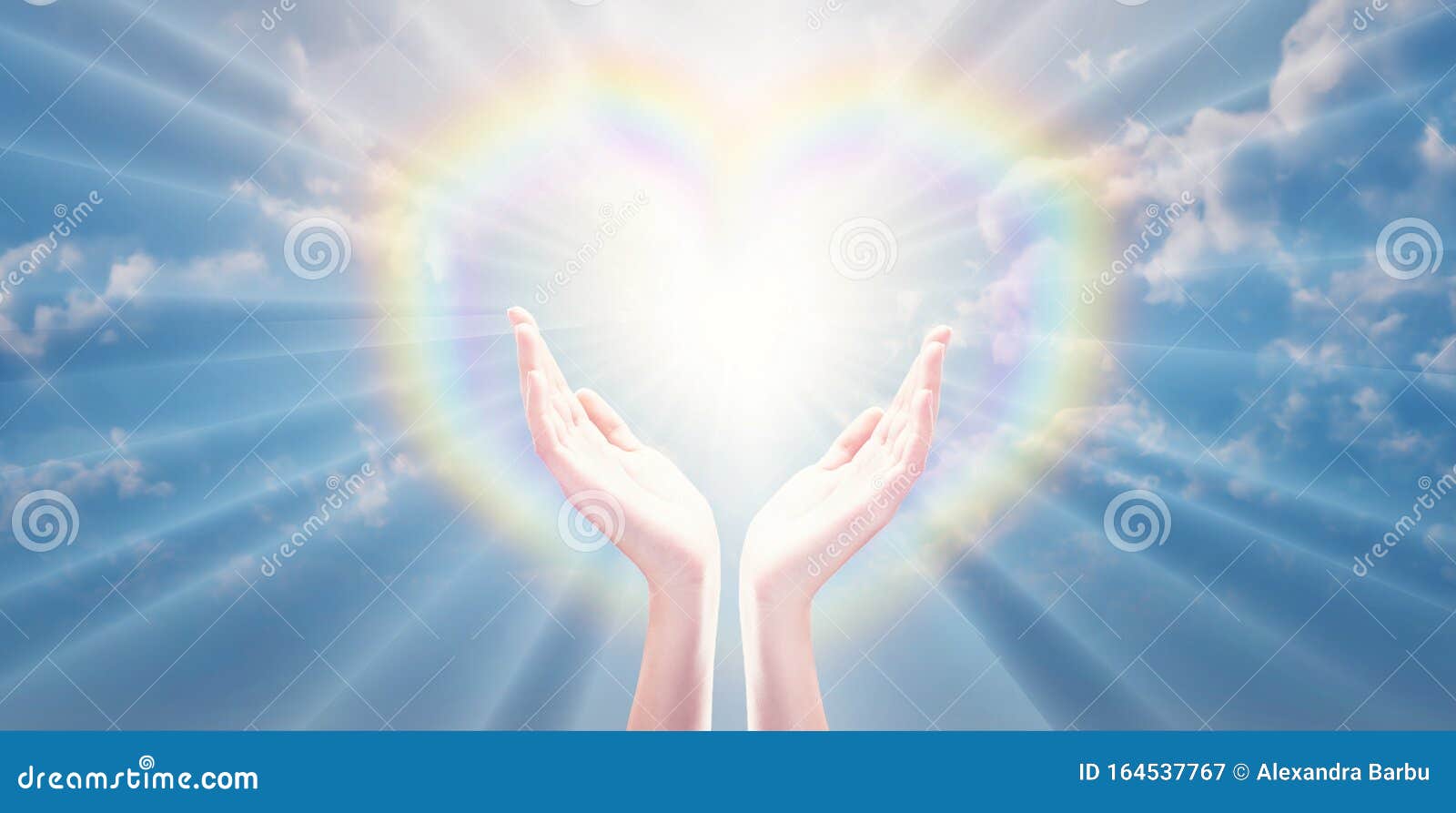 Magical Love Healing Universal Energy, Rainbow Heart Hands Stock Image ...