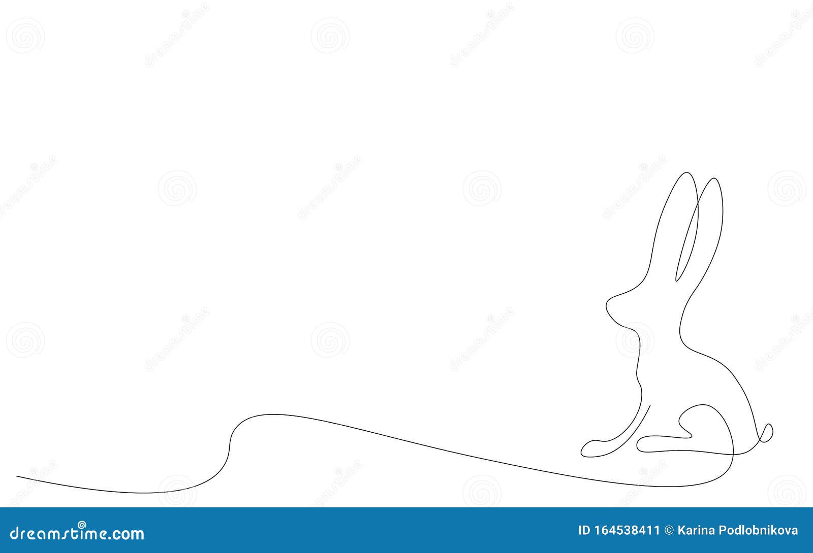 Bunny Isolated on White Background One Line Drawing, Vector Stock ...